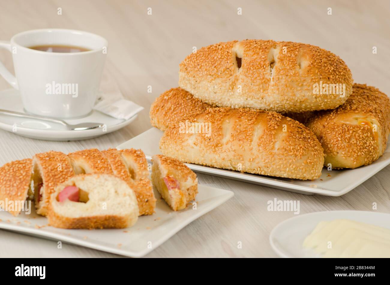 Turkish pastry from turkish cuisine (acma, Pogaca, Simit Stock Photo ...