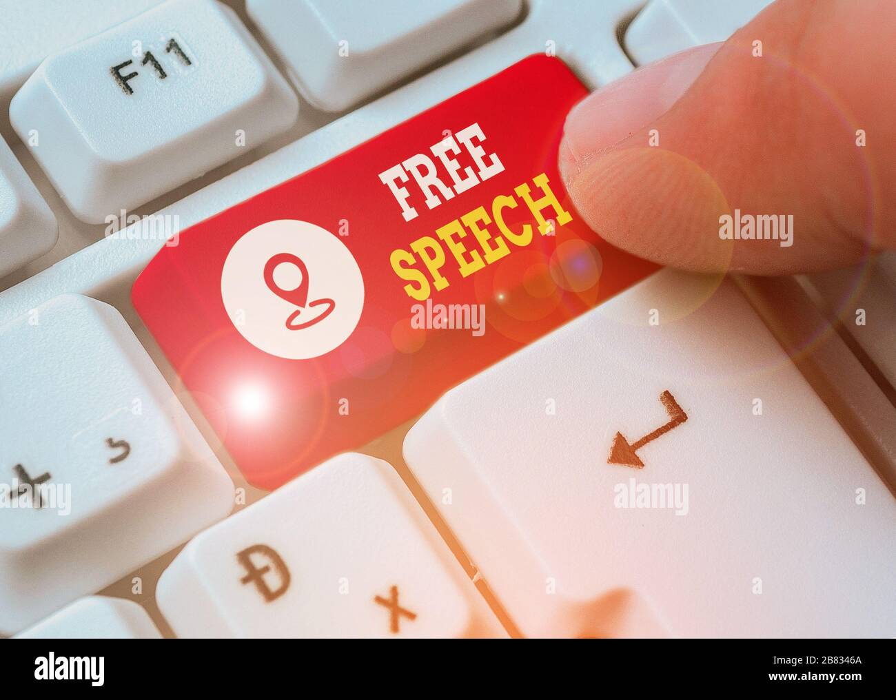 Writing note showing Free Speech. Business concept for the right of ...