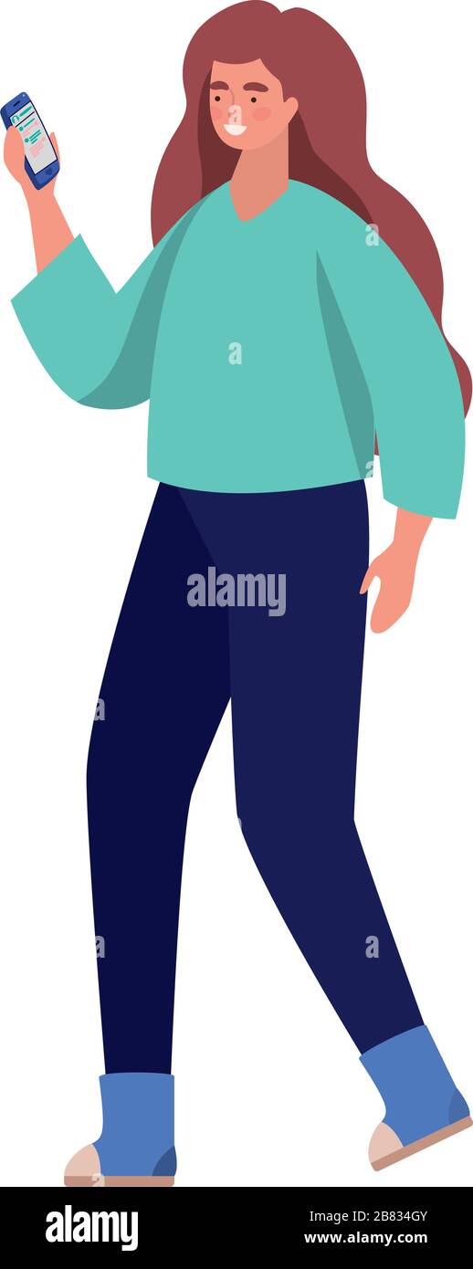 Girl with smartphone vector design Stock Vector Image & Art - Alamy