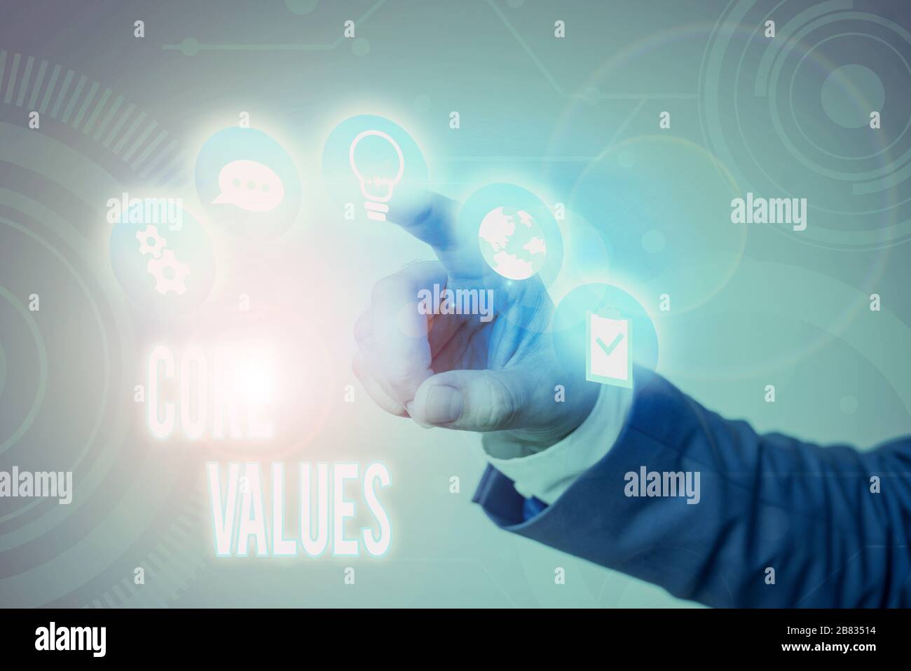 Writing note showing Core Values. Business concept for the fundamental ...