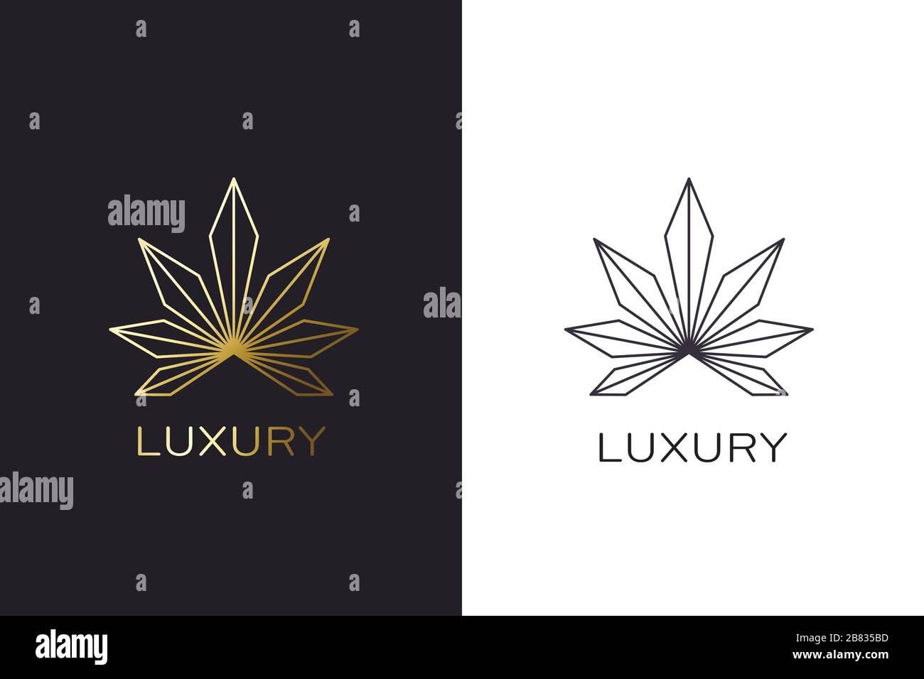 Gold cannabis plant logo. Luxury golden style Stock Vector Image & Art ...
