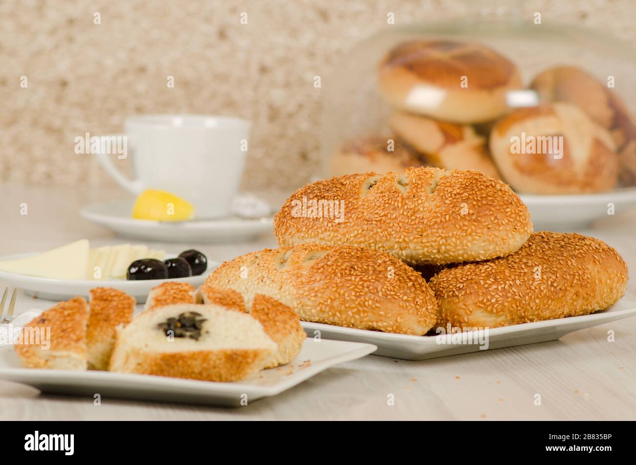 Turkish pastry from turkish cuisine (acma, Pogaca, Simit Stock Photo ...