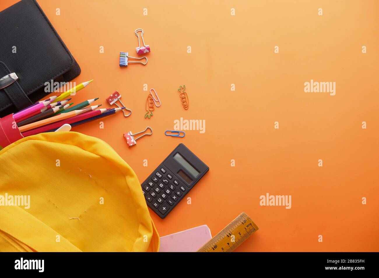Back to school concept. Backpack with school supplies Stock Photo - Alamy