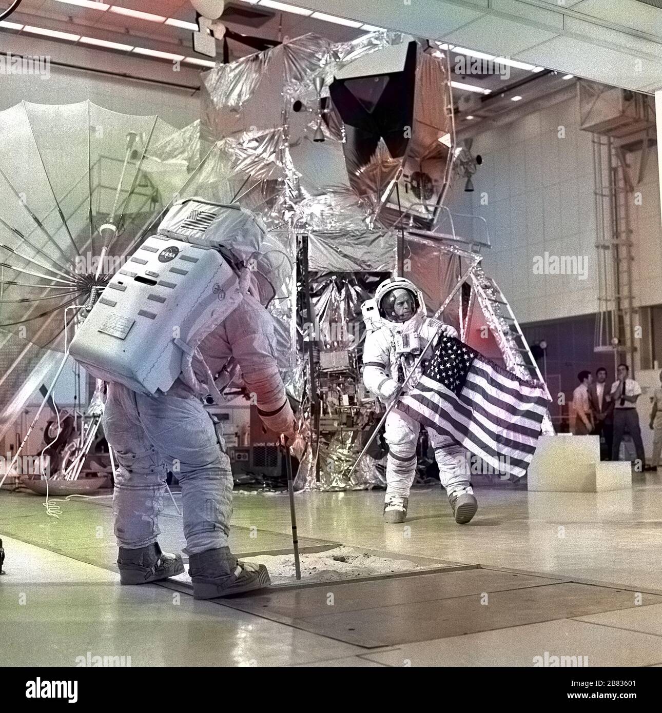 Apollo 14 crew Ed Mitchell and Alan Shepard training to conduct the lunar extravehicular ...