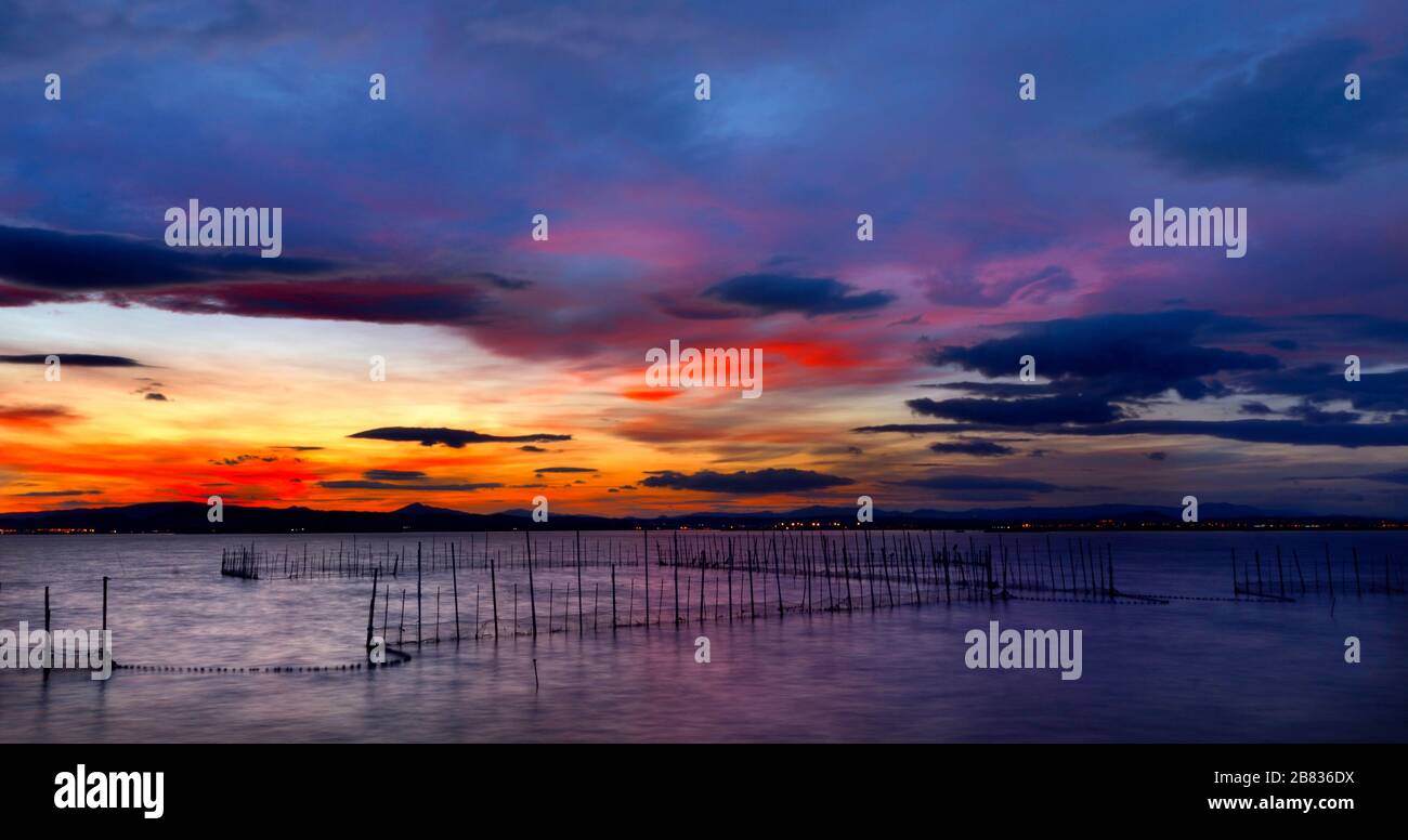 Albufera lake sunset. Valencia, Spain Stock Photo - Alamy