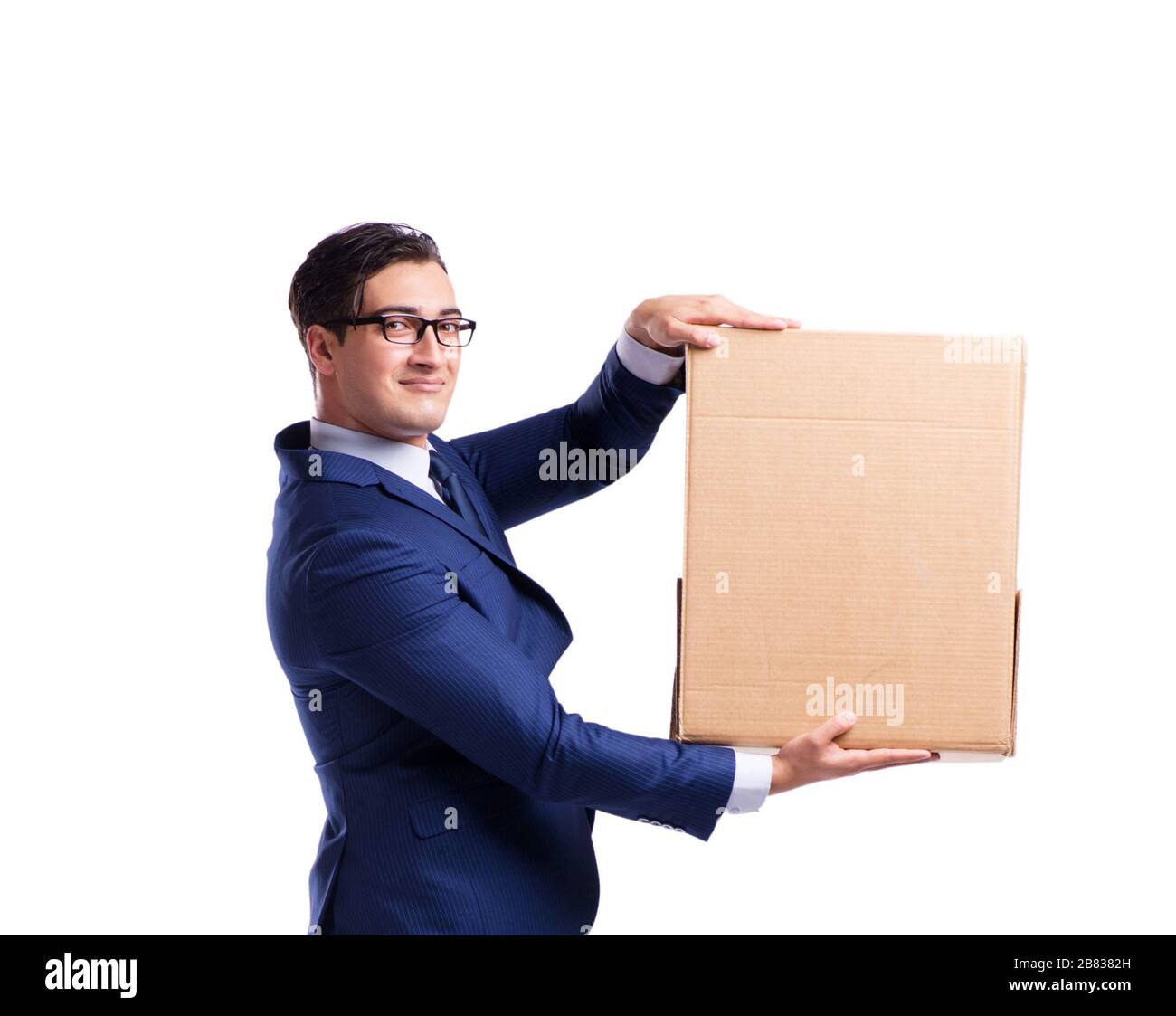 Businessman lifting box isolated on hi-res stock photography and images ...