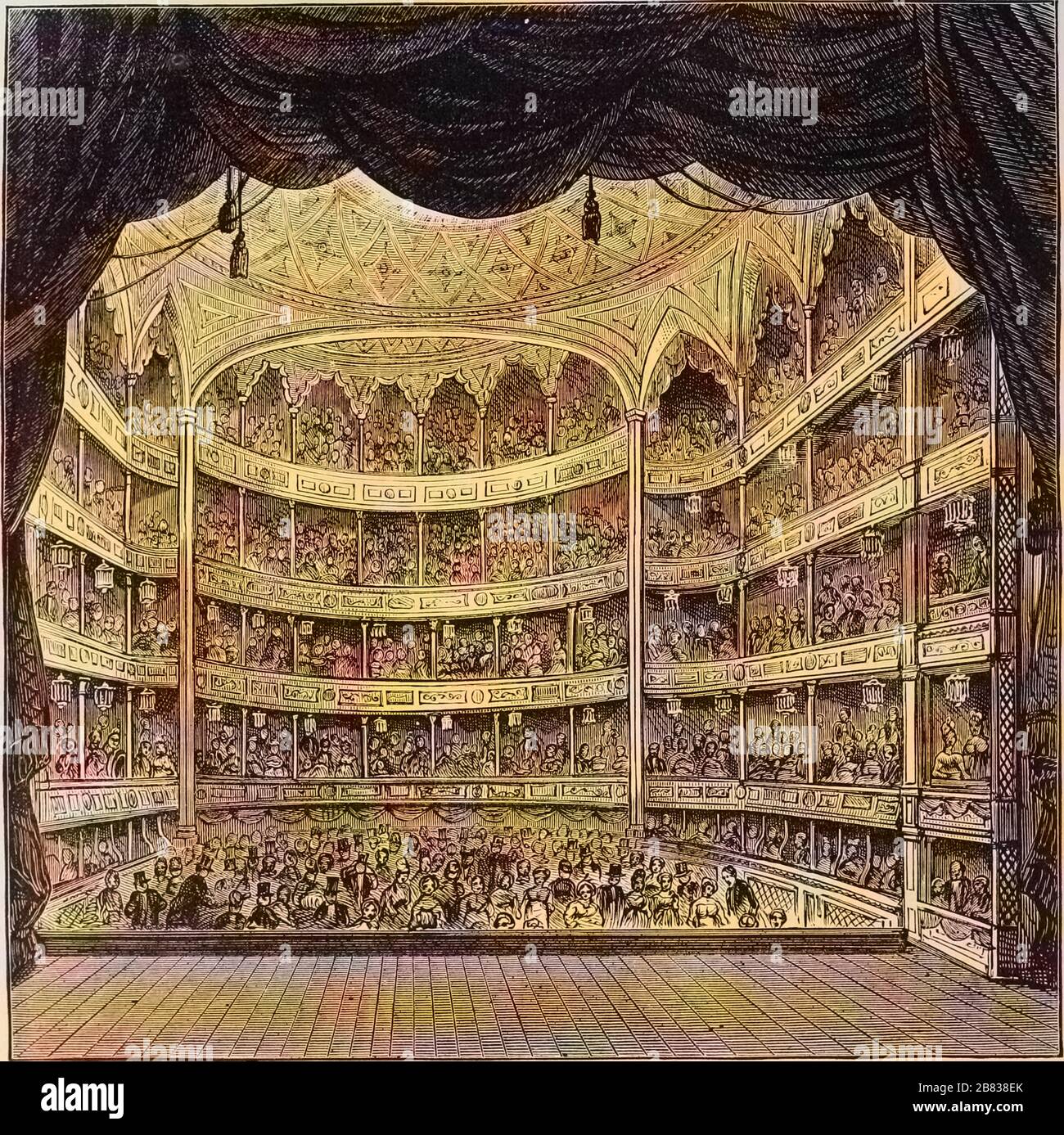 Engraving of the Royal Drury Lane Theatre interior, London, England ...