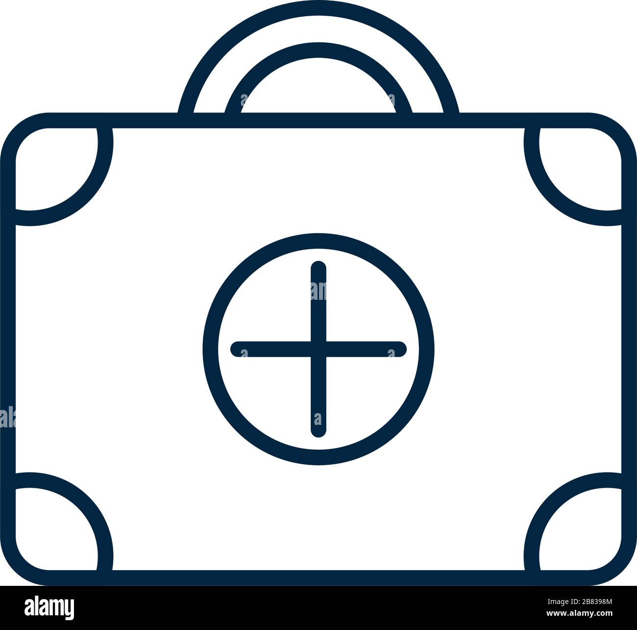 first aid kit icon over white background, line style, vector ...