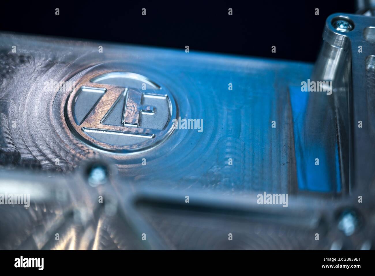 Friedrichshafen, Germany. 13th Mar, 2020. A ZF logo is emblazoned on ...