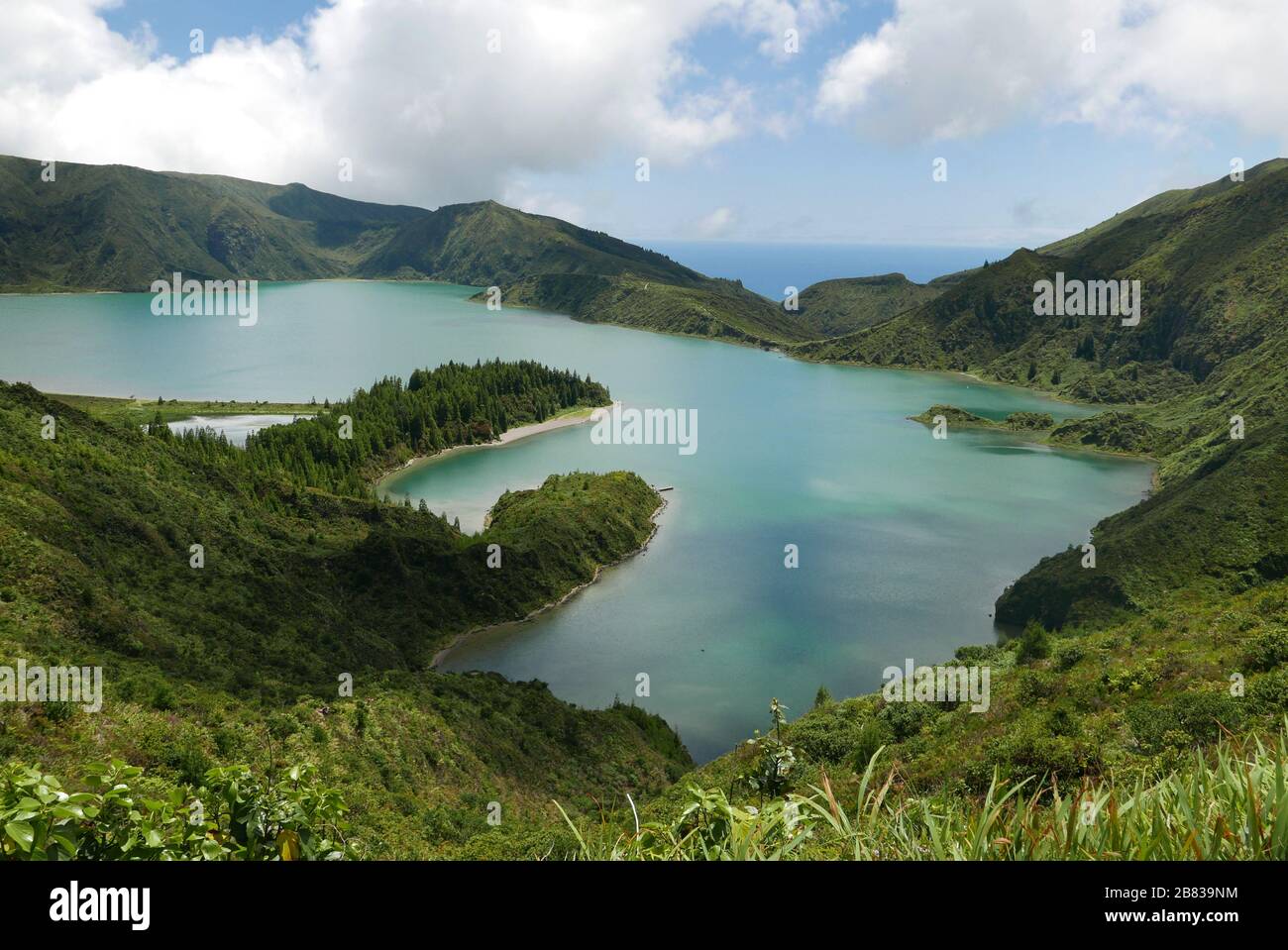 Lagoa do Fogo, a crater lake on the island of São Miguel in the Azores ...