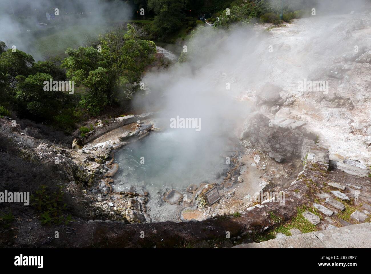 Hot springs in the village of Furnas on the island of São Miguel in the ...