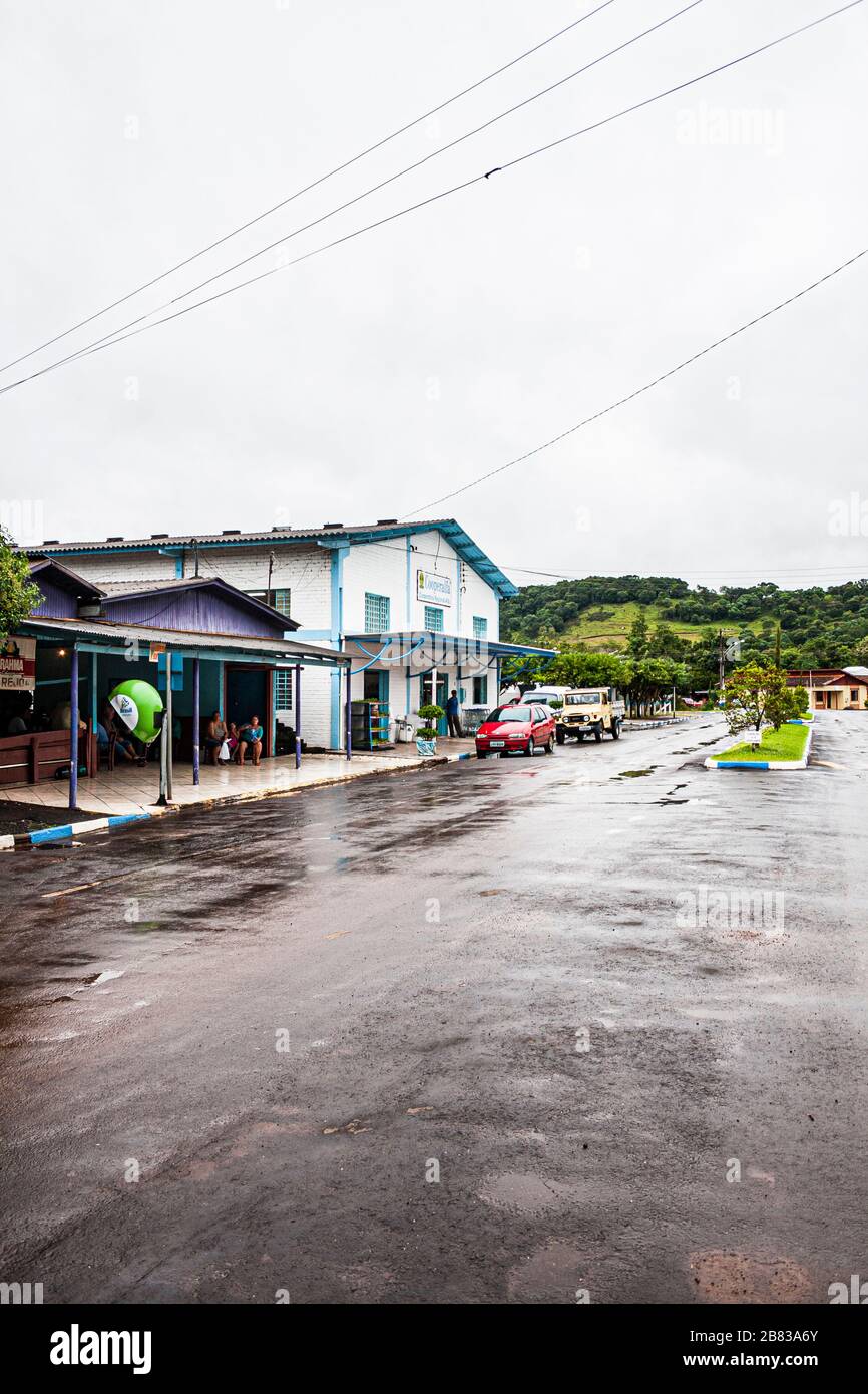 Street of a small town in southern Brazil in a rainy day. Irati, Santa ...