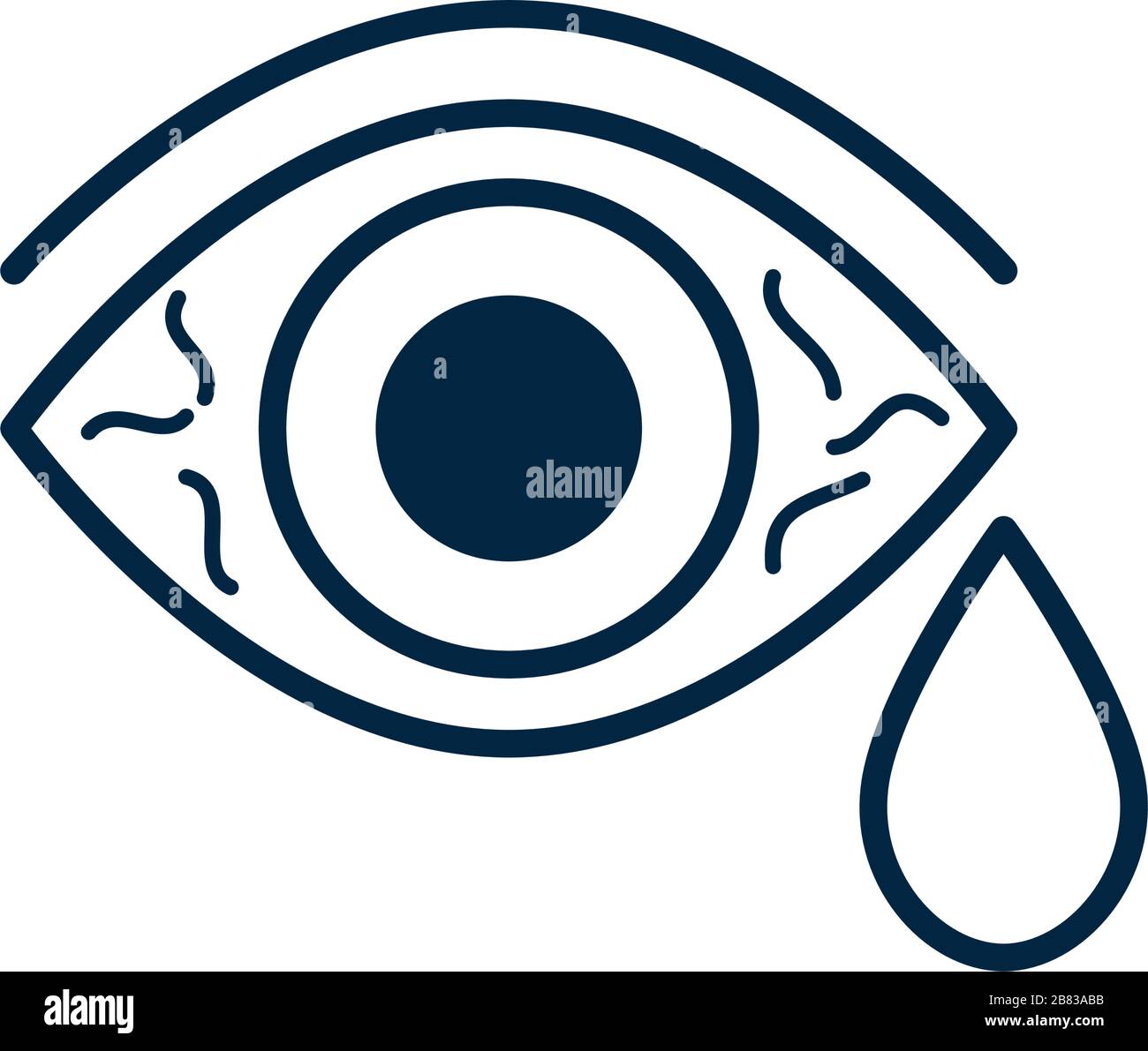 sick eyes and tear icon over white background, line style, vector ...