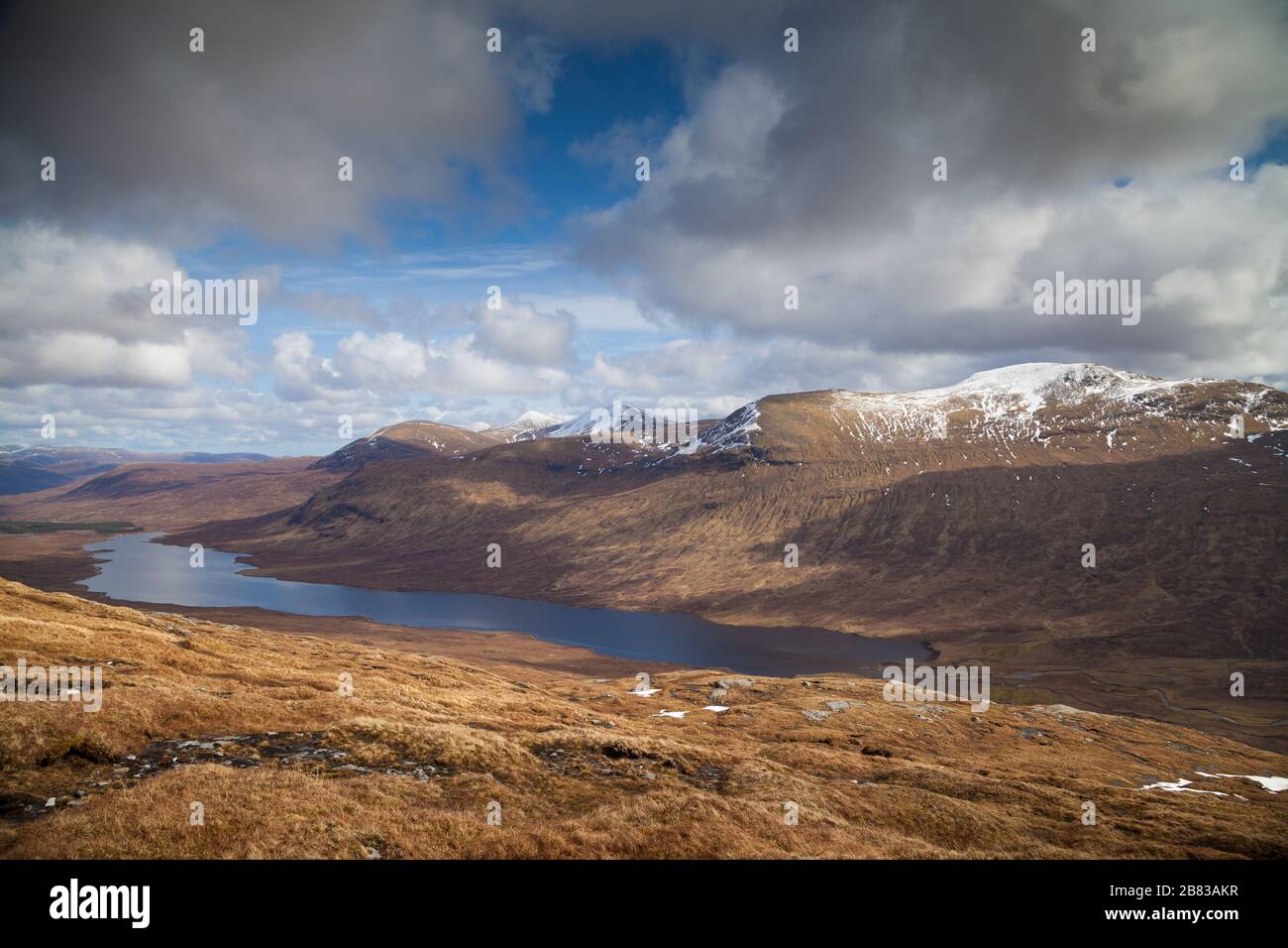 The munro Sgurr Mor and Loch a'Bhraoin seen from the slopes of Creag ...