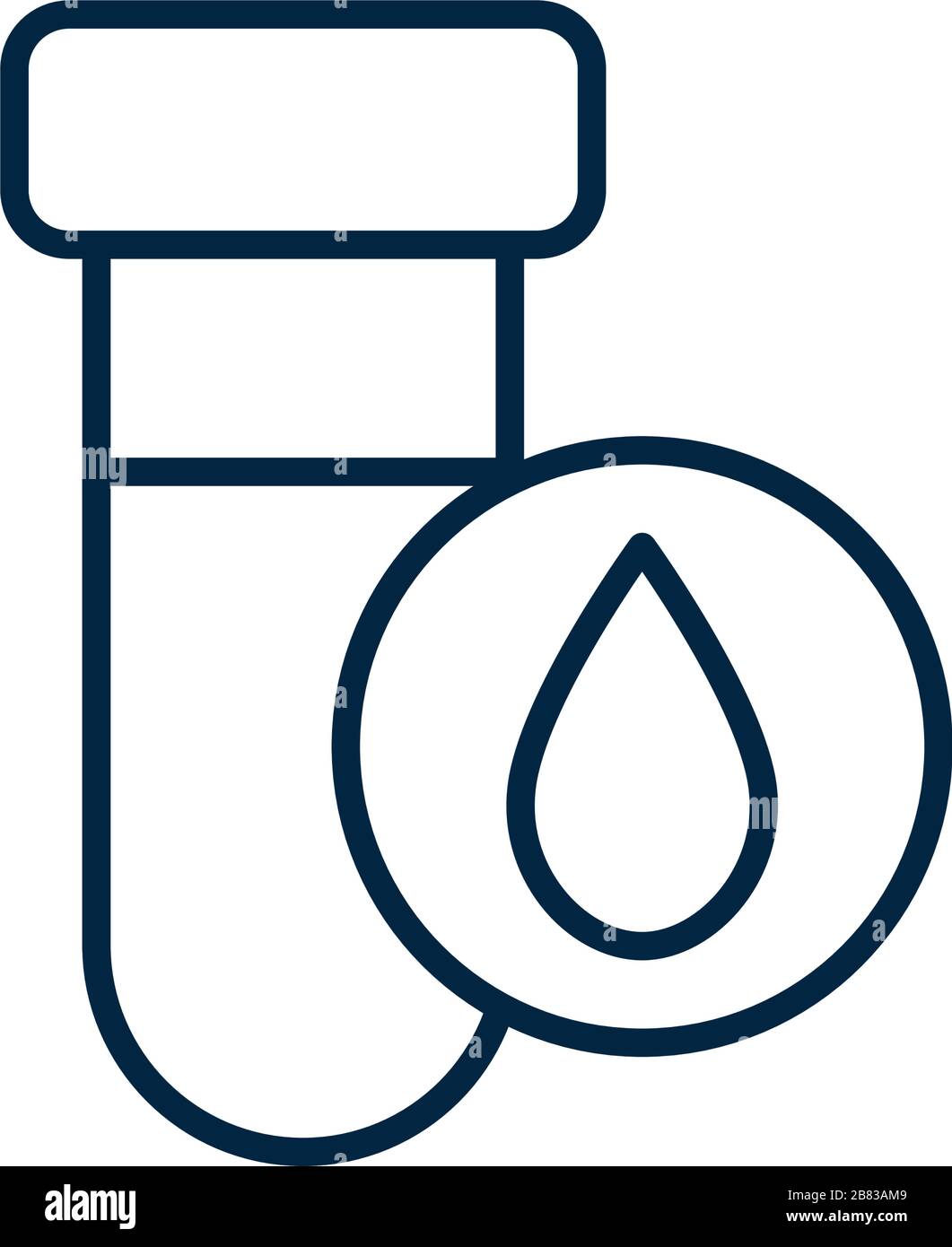 test tube and drop icon over white background, block style, vector ...