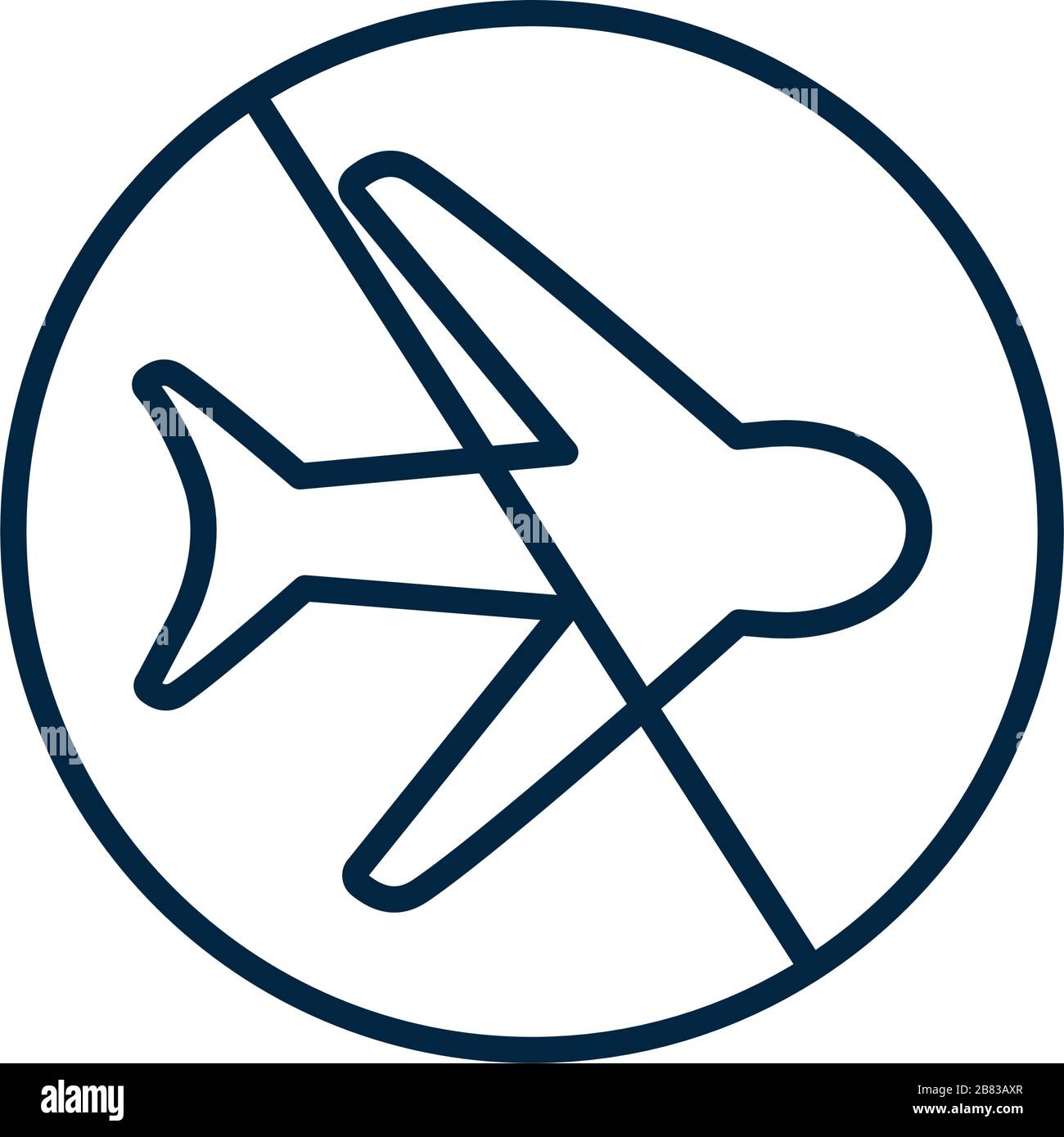 banned flights symbol icon over white background, line style, vector ...