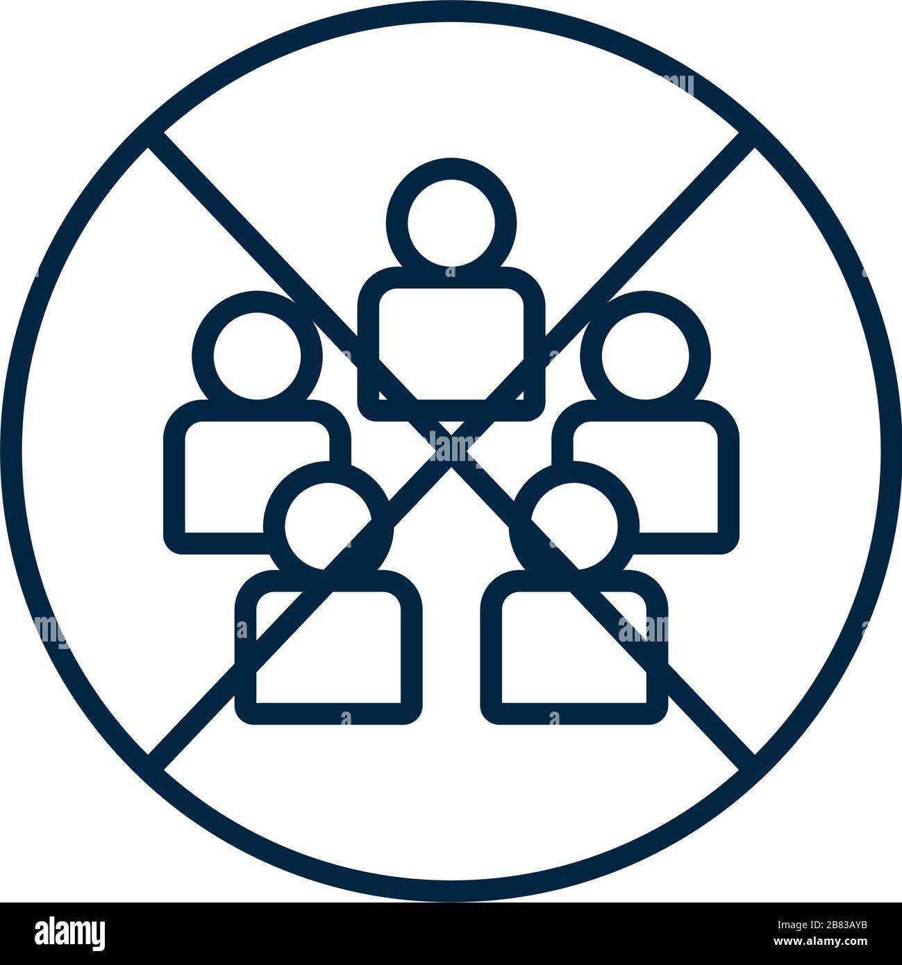forbidden sign of many people icon over white background, line style ...