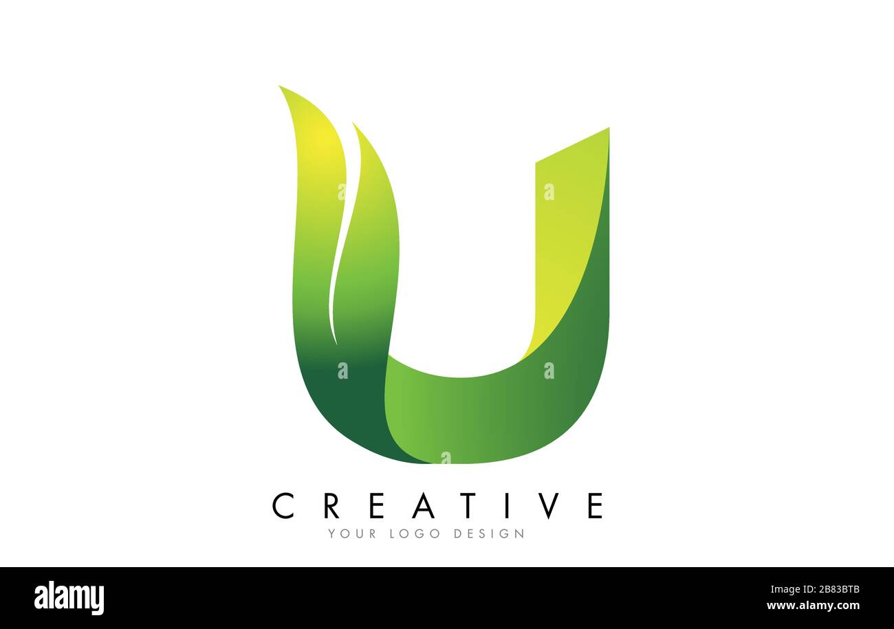 Letter U with eco leaf concept design vector illustration Stock Vector ...