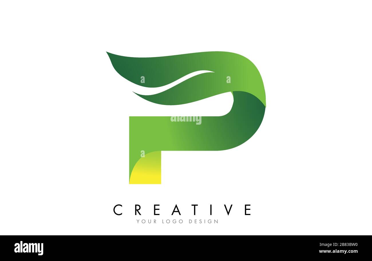 Letter P with eco leaf concept design vector illustration Stock Vector ...