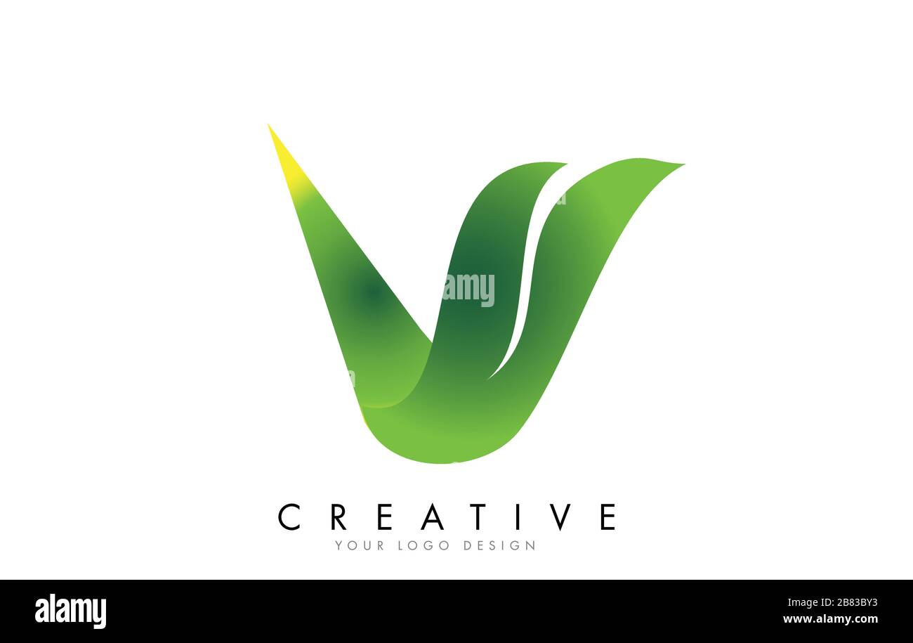 Letter V with eco leaf concept design vector illustration Stock Vector ...