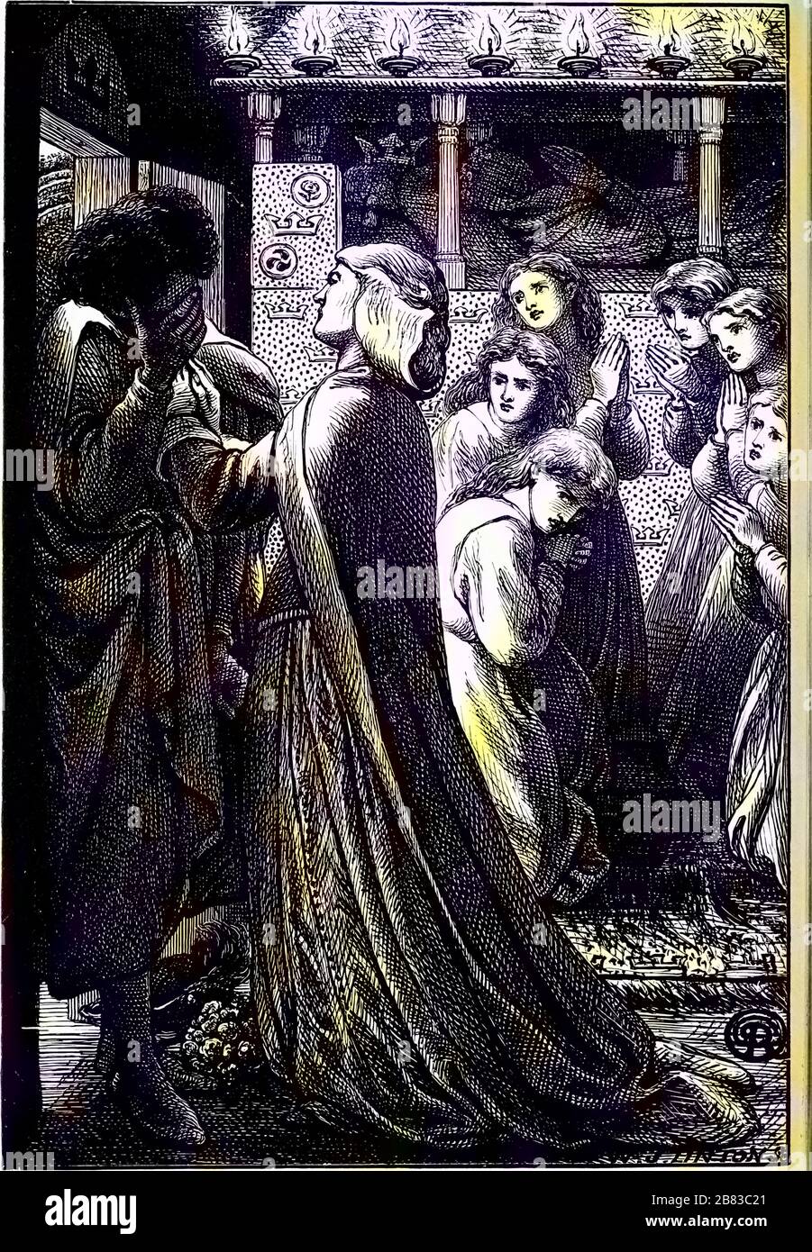 Engraved illustration of the grief-stricken prince after finding out ...