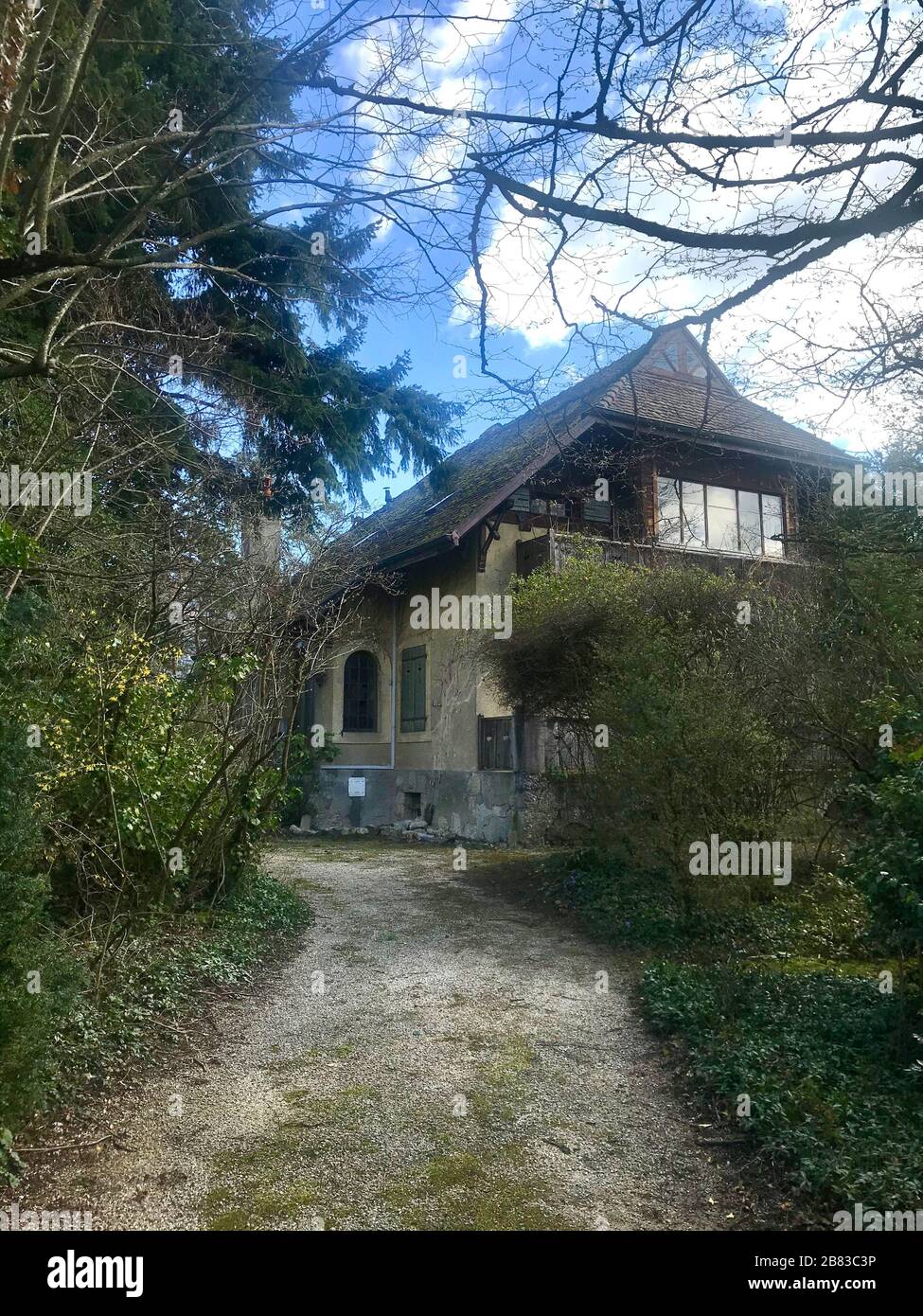 Geneva, Switzerland . The dilapidated and somewhat weather-beaten house ... Geneva, Switzerland . The dilapidated and somewhat weather-beaten house ...