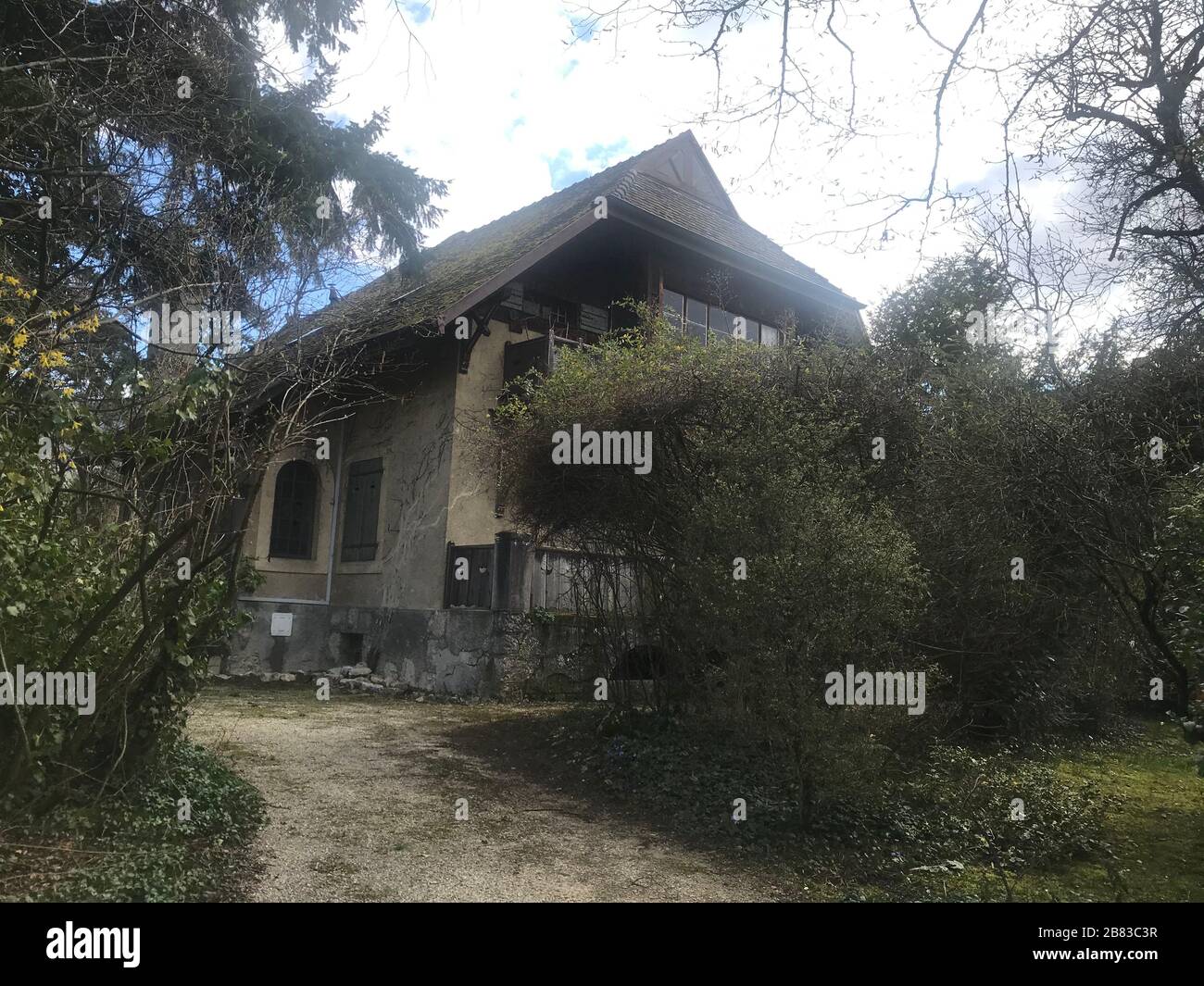Geneva, Switzerland . The dilapidated and somewhat weather-beaten house ... Geneva, Switzerland . The dilapidated and somewhat weather-beaten house ...