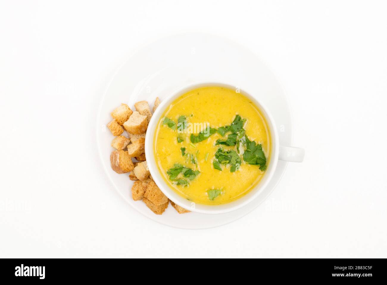 Chicken soup. Top view. Selective Focus White background Stock Photo ...