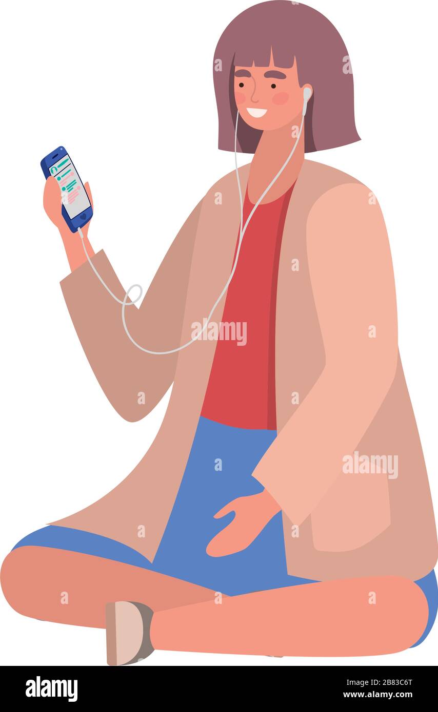 Girl with smartphone vector design Stock Vector Image & Art - Alamy