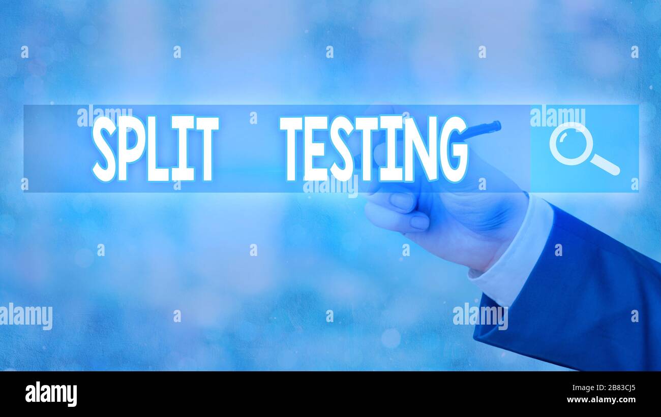 Conceptual hand writing showing Split Testing. Concept meaning issuing ...