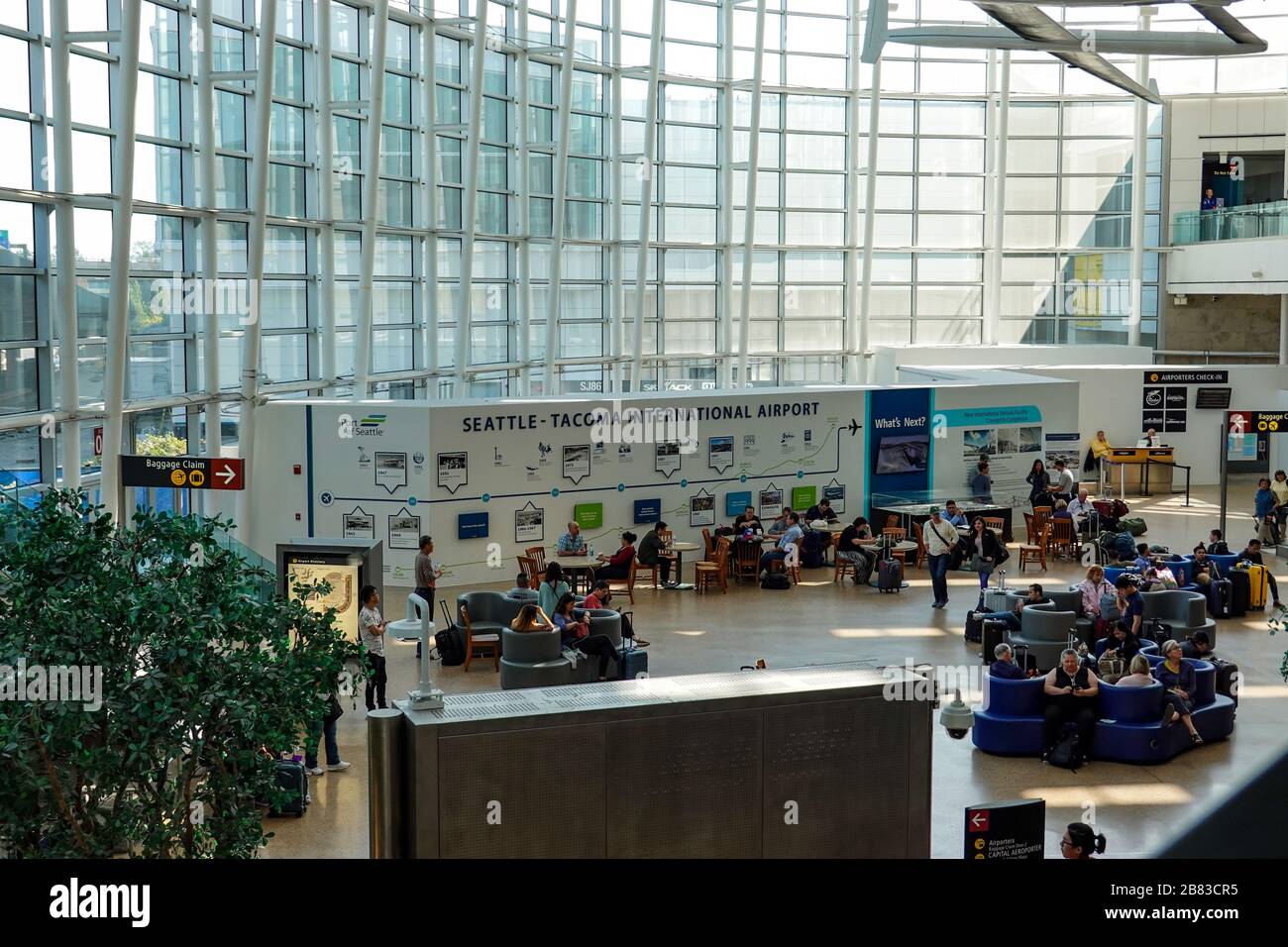 Seattle, WA/USA-9/6/19: The Seattle Tacoma SEATAC airport atrium with ...