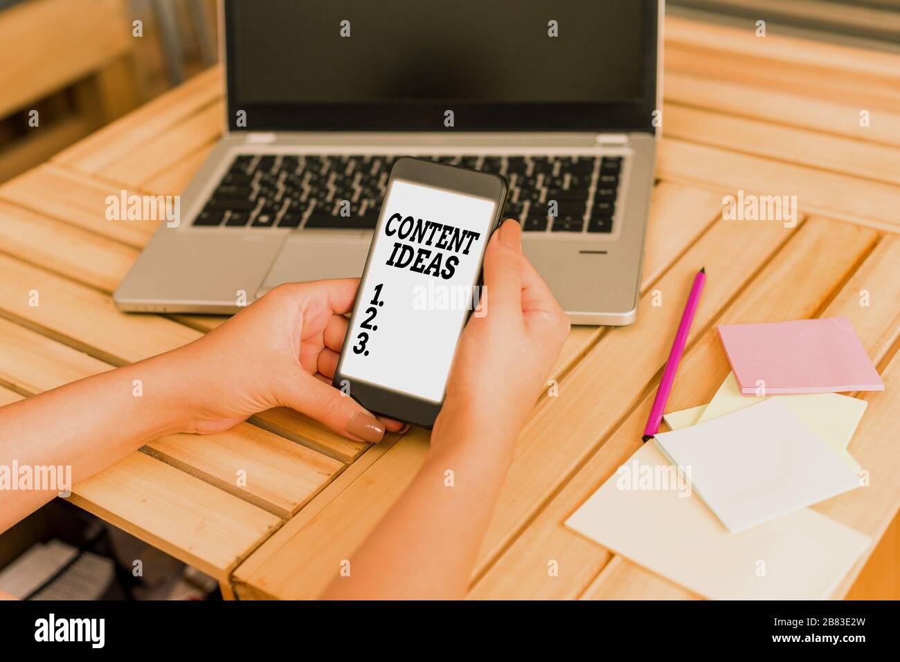 Text sign showing Content Ideas. Business photo showcasing the ...