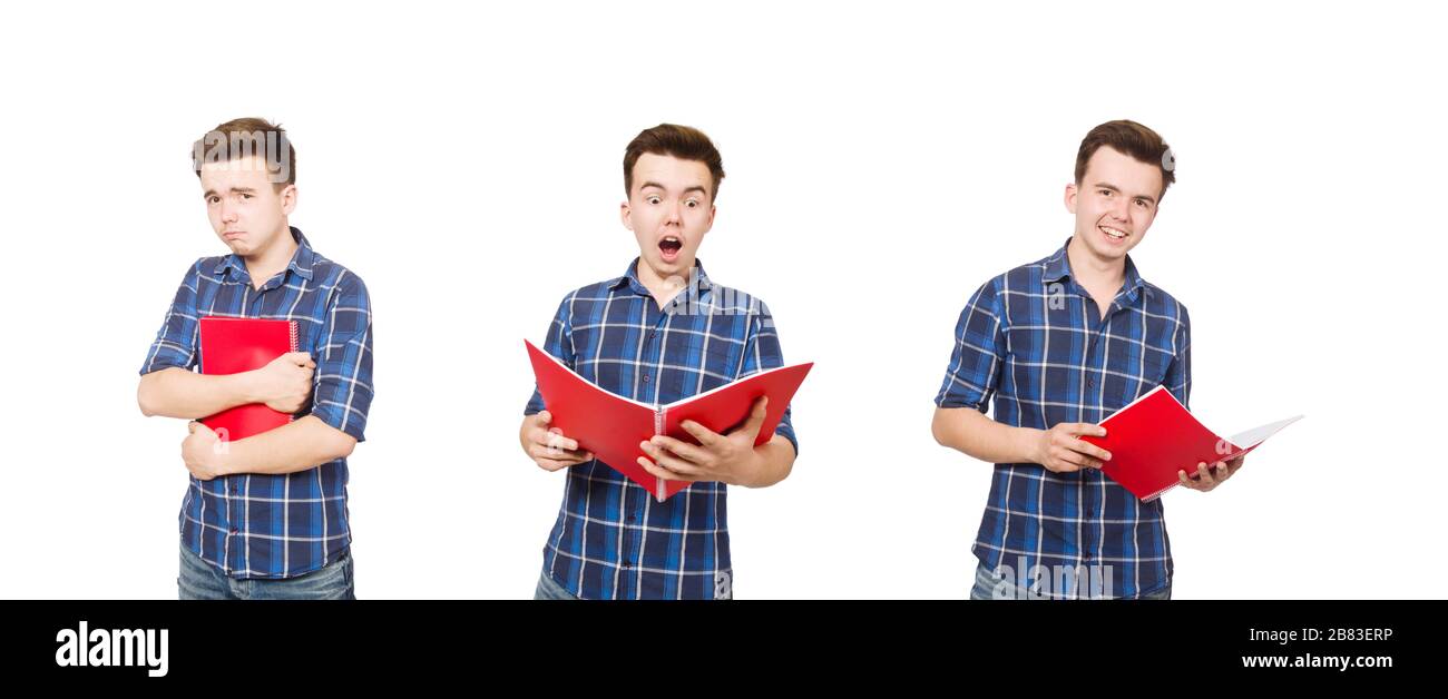 The funny student isolated on white Stock Photo - Alamy