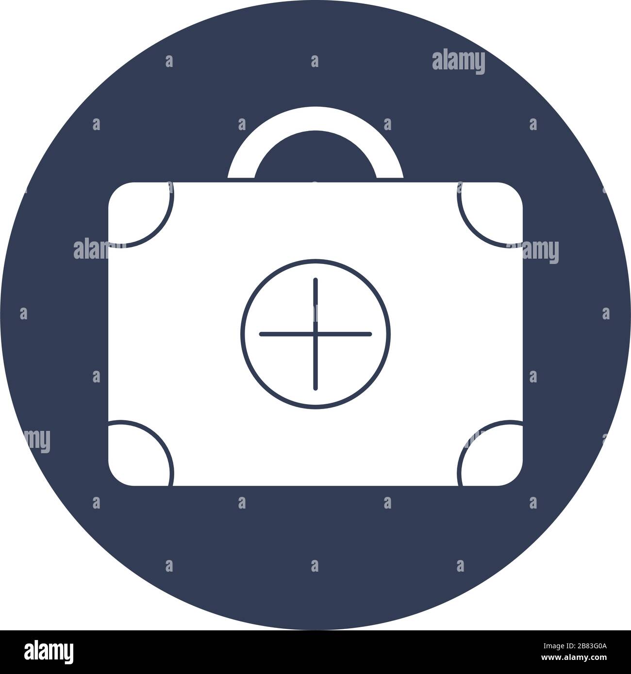 first aid kit icon over white background, block style, vector ...
