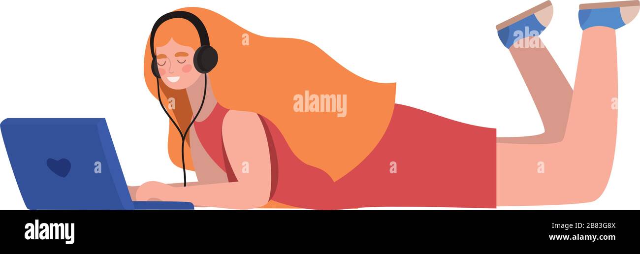 Girl with laptop vector design Stock Vector Image & Art - Alamy