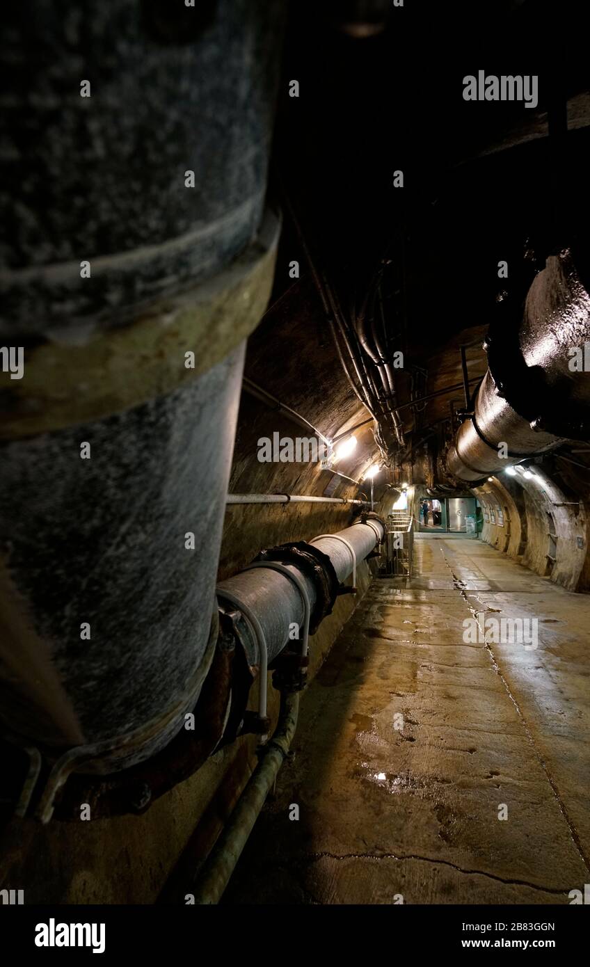 Drinking water pipelines and cables installed inside of the sewer ...