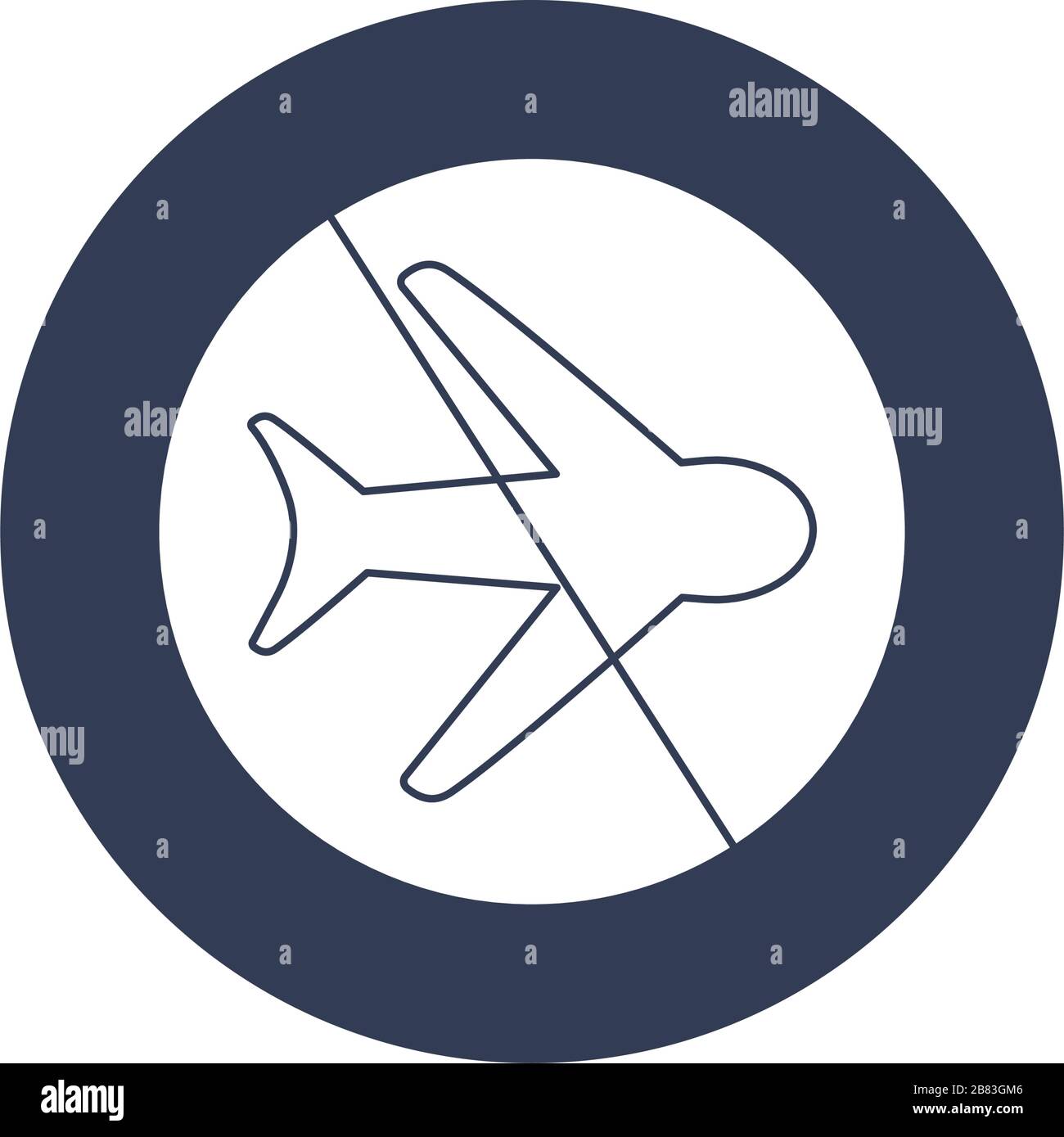 banned flights symbol icon over white background, block style, vector ...