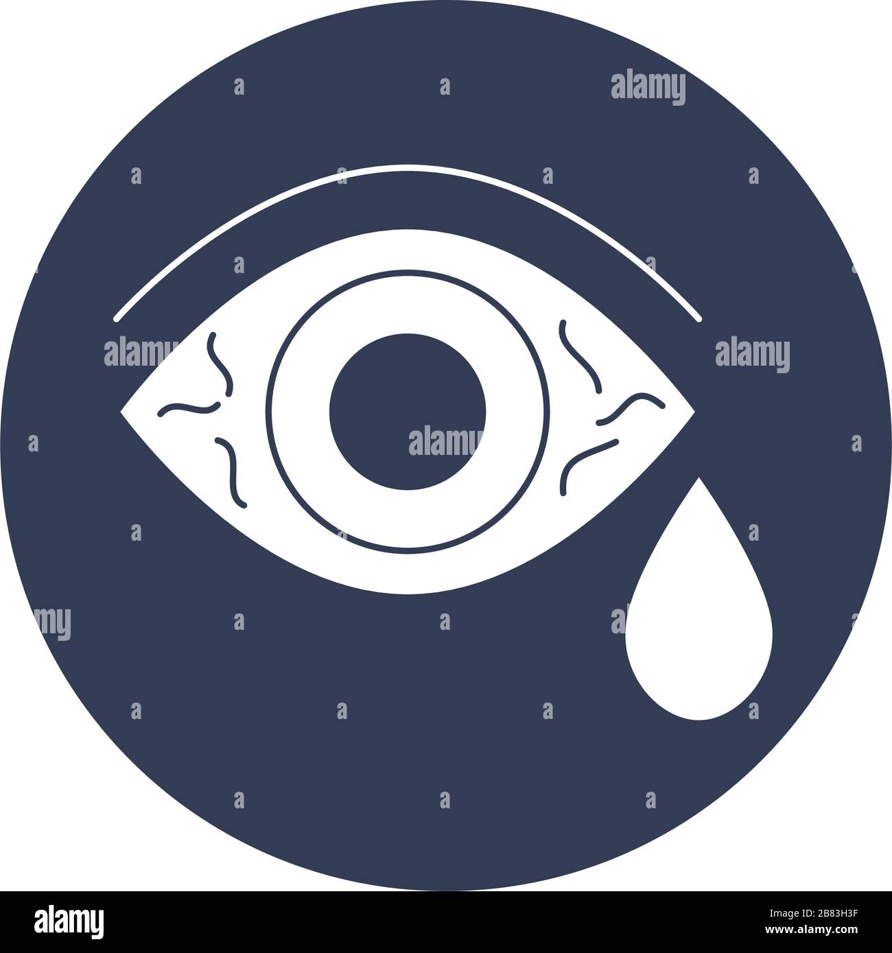 sick eyes and tear icon over white background, block style, vector ...