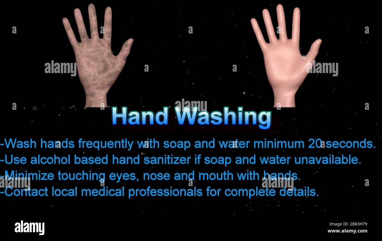 Hand Washing Safety Tips To Avoid Spreading Germs. 3D render Stock ...