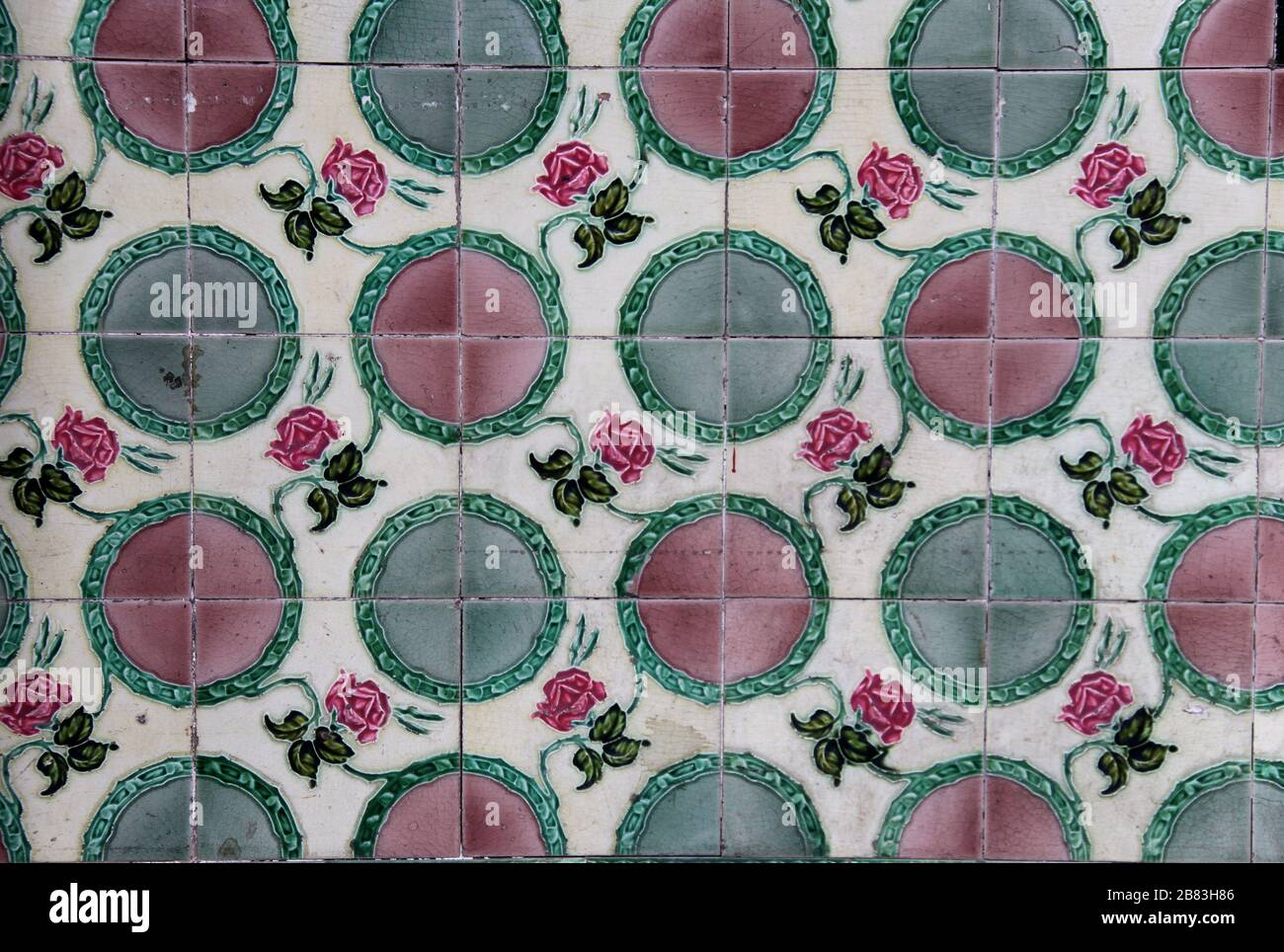 Original Peranakan tiles on a building facade in Melaka Stock Photo - Alamy