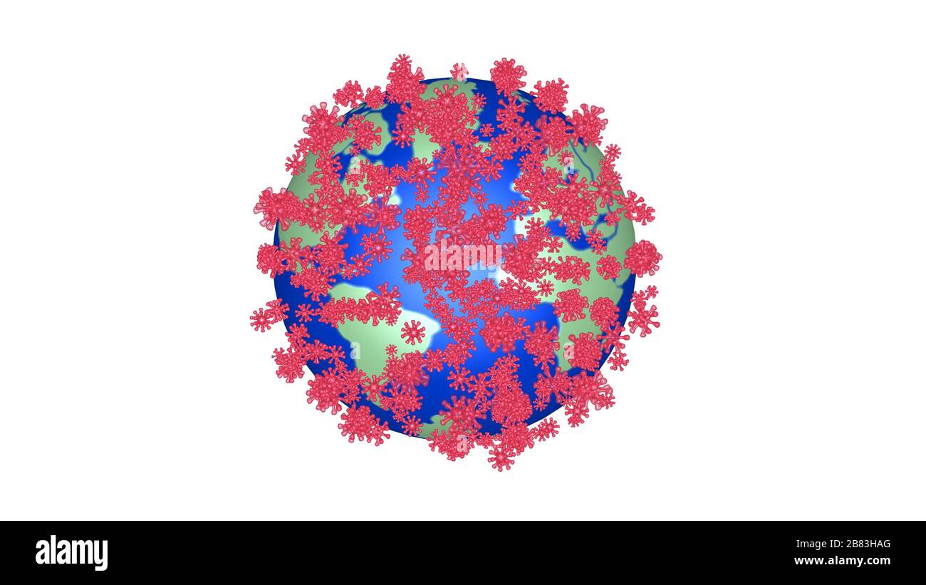Viruses , Germs , Bacteria Spreading Around Planet Earth. 3D rendering ...