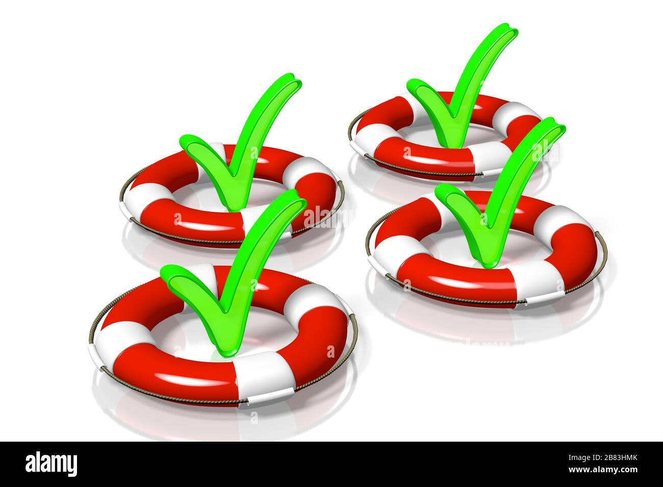 3D rescue wheels, check-marks Stock Photo - Alamy