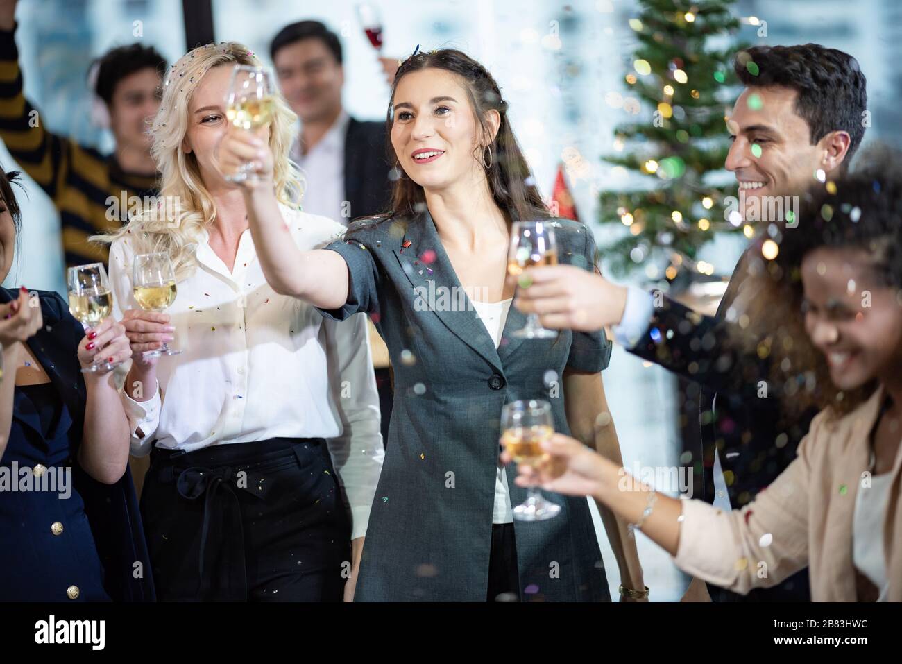 Celebrate success with colleagues. Business celebration party Stock ...