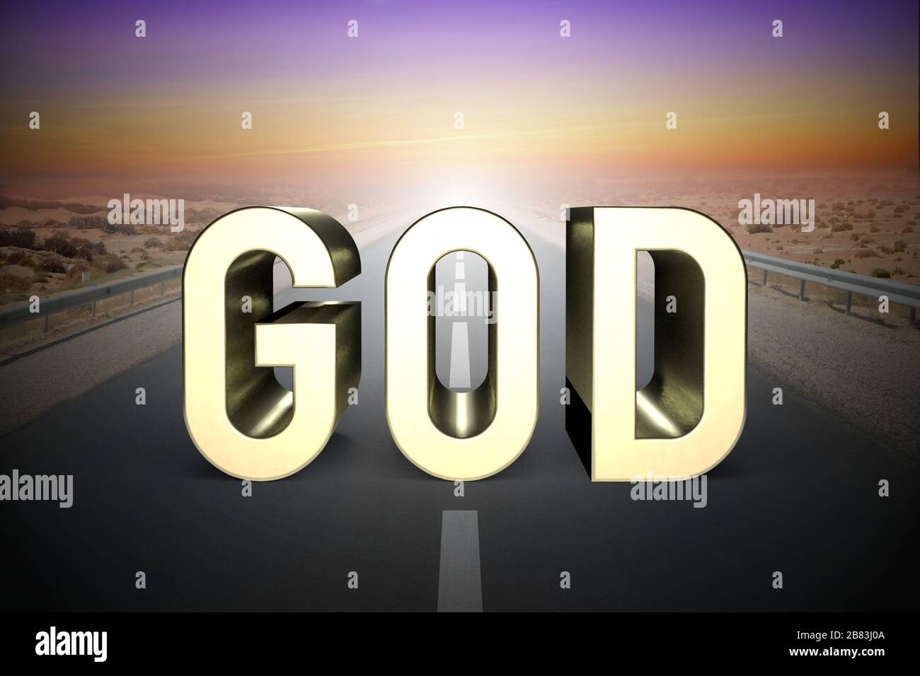 God concept, road - 3D rendering Stock Photo - Alamy