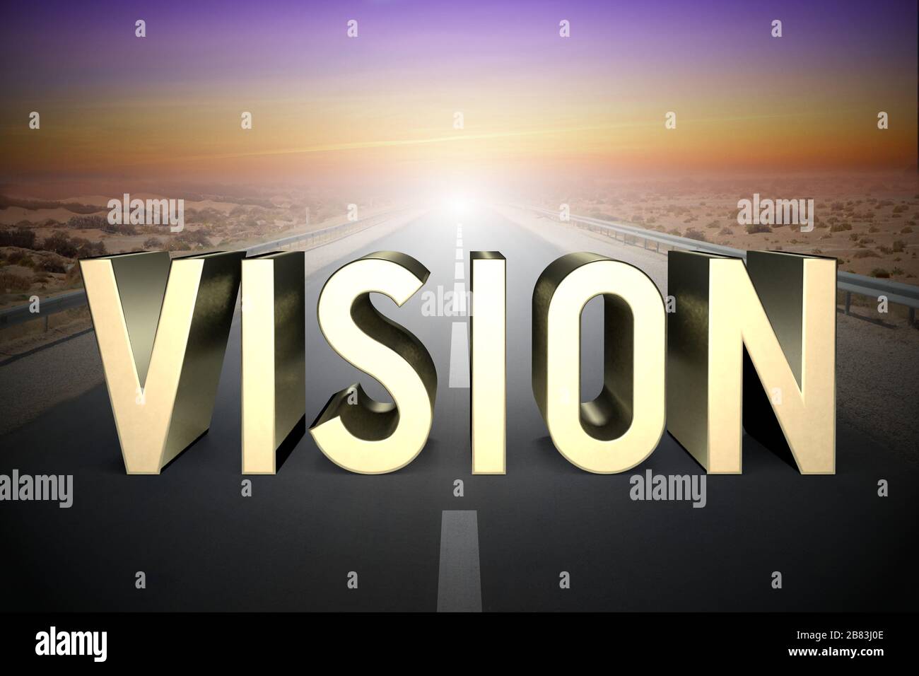 Vision concept, road - 3D rendering Stock Photo - Alamy
