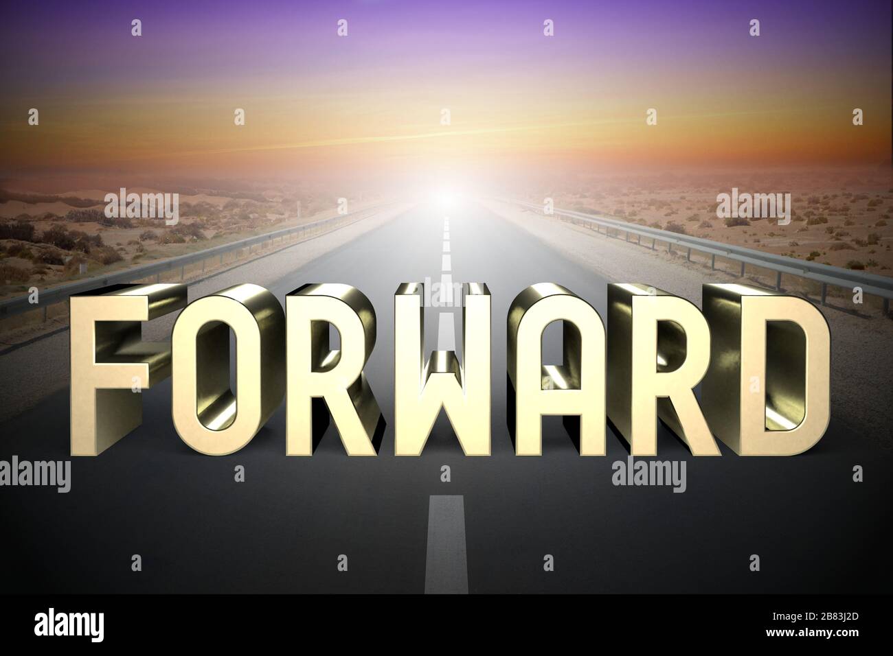 Forward concept, road - 3D rendering Stock Photo - Alamy