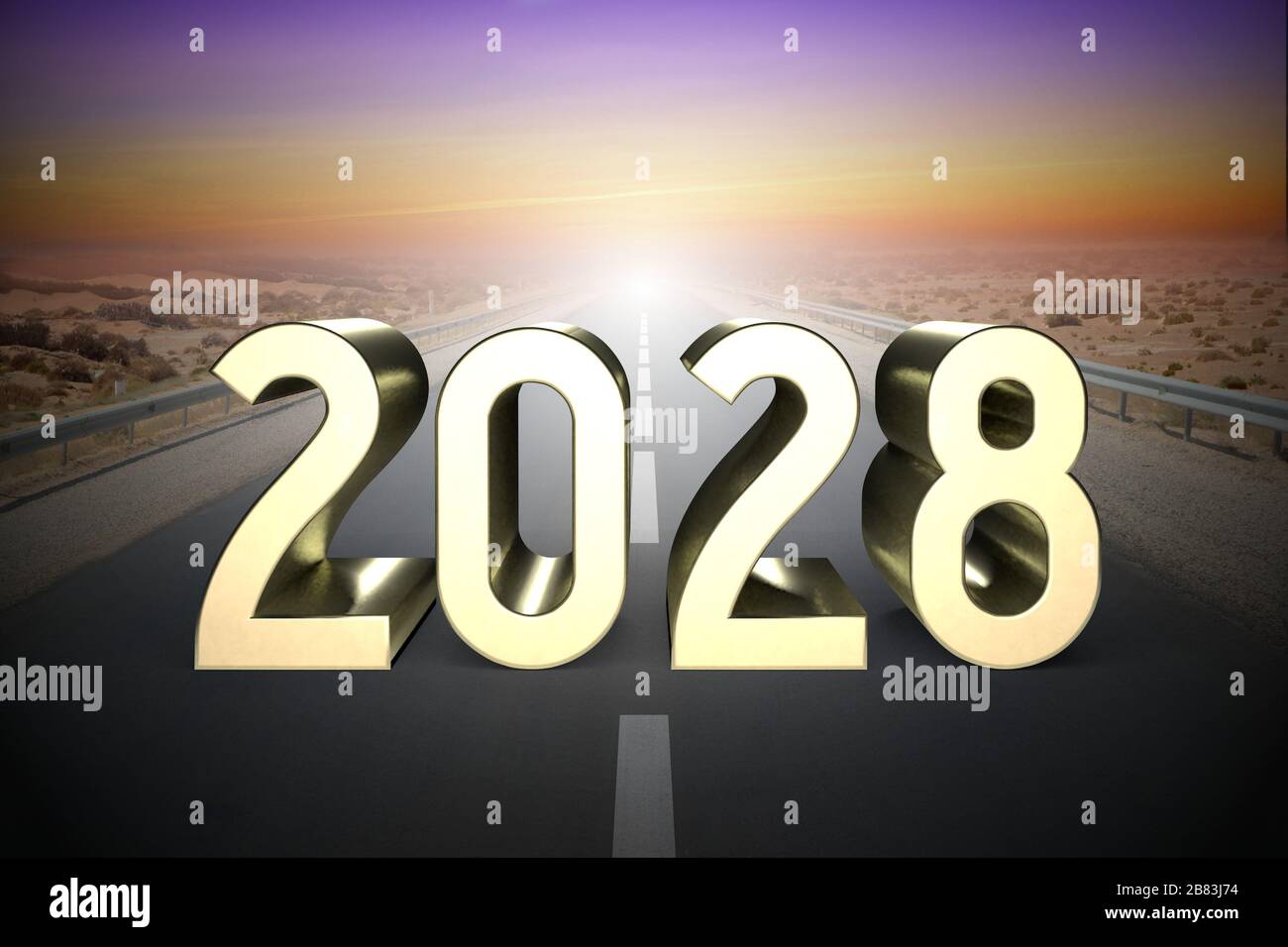 2028 concept, road - 3D rendering Stock Photo - Alamy
