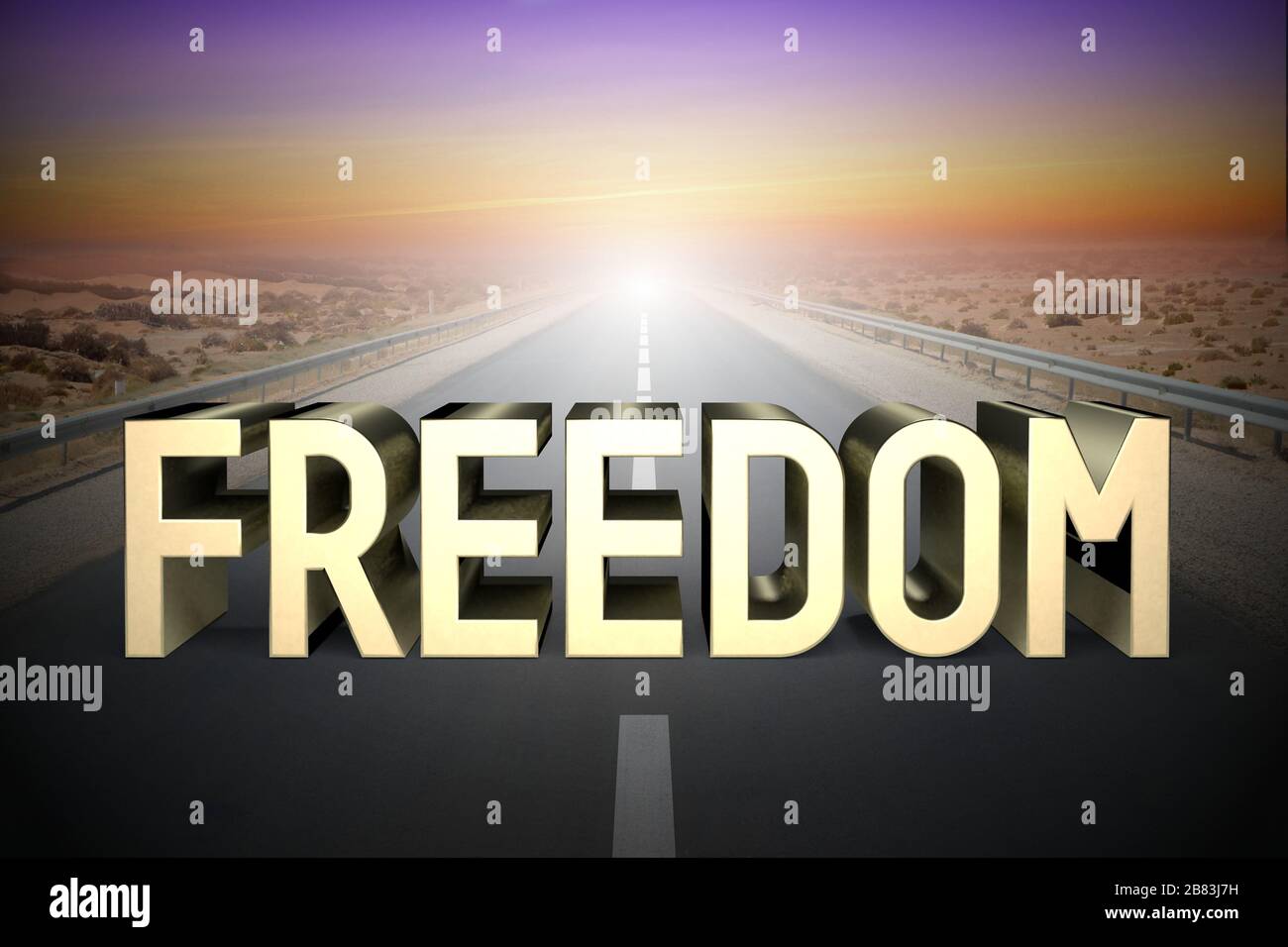 Freedom concept, road - 3D rendering Stock Photo - Alamy