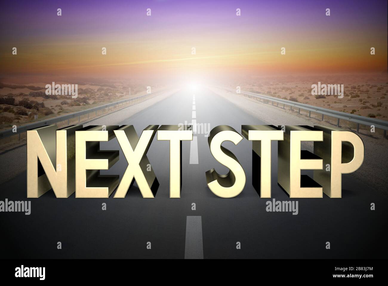 Next step concept, road - 3D rendering Stock Photo - Alamy