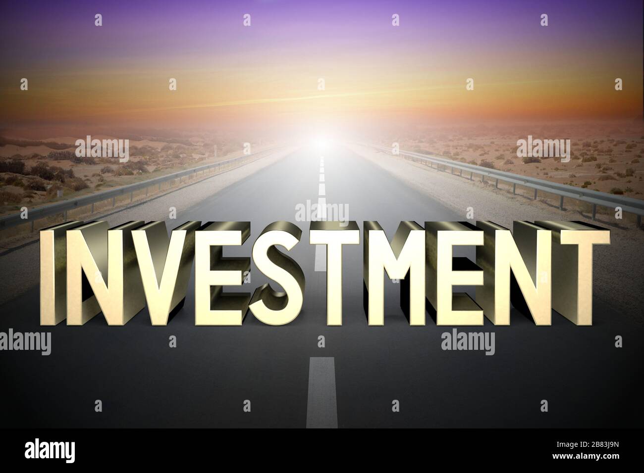 Investment concept, road - 3D rendering Stock Photo - Alamy